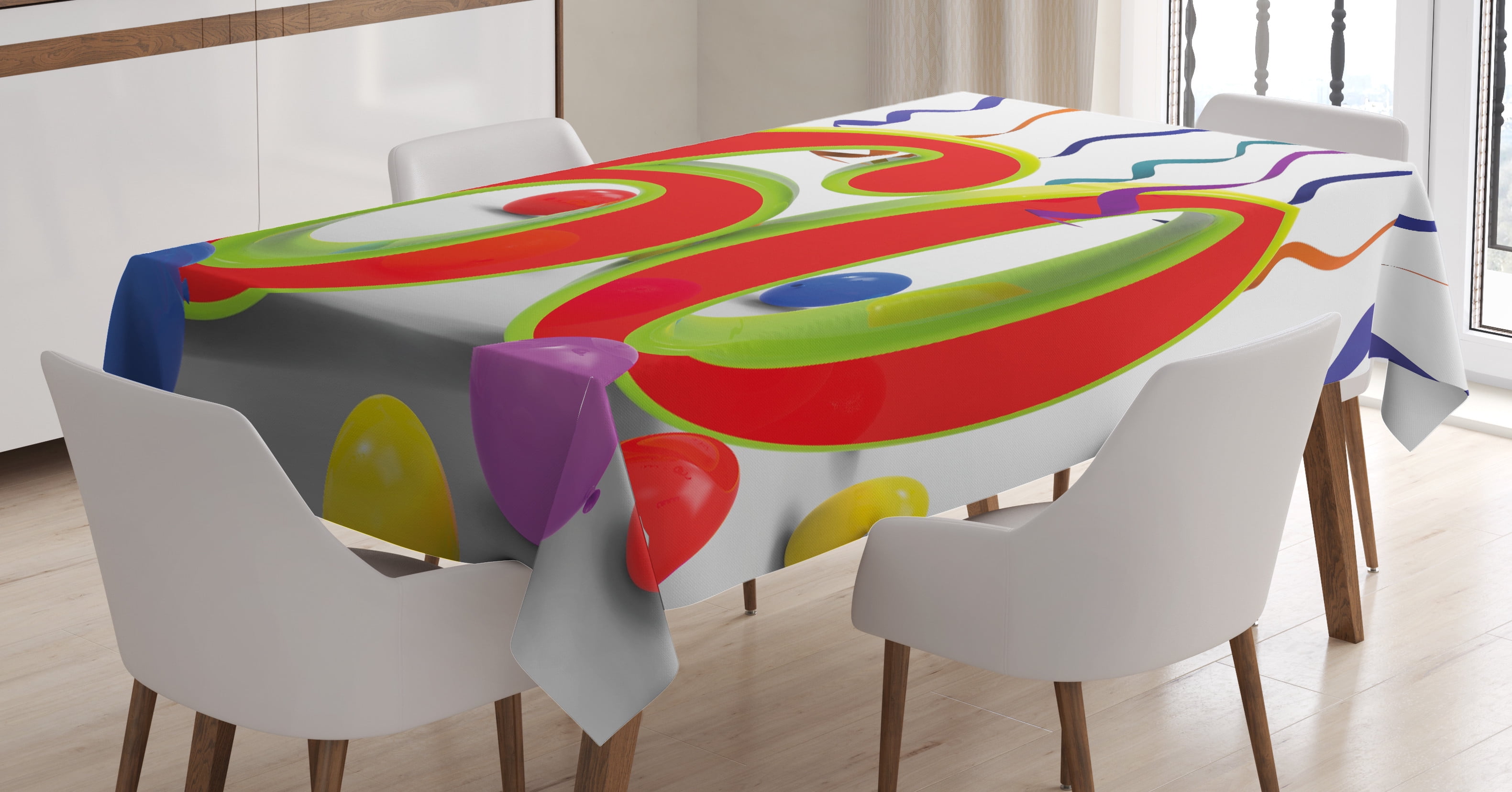 Ambesonne Colorful Tablecloth Rectangular Table Cover, Party Swirls, 60 ...