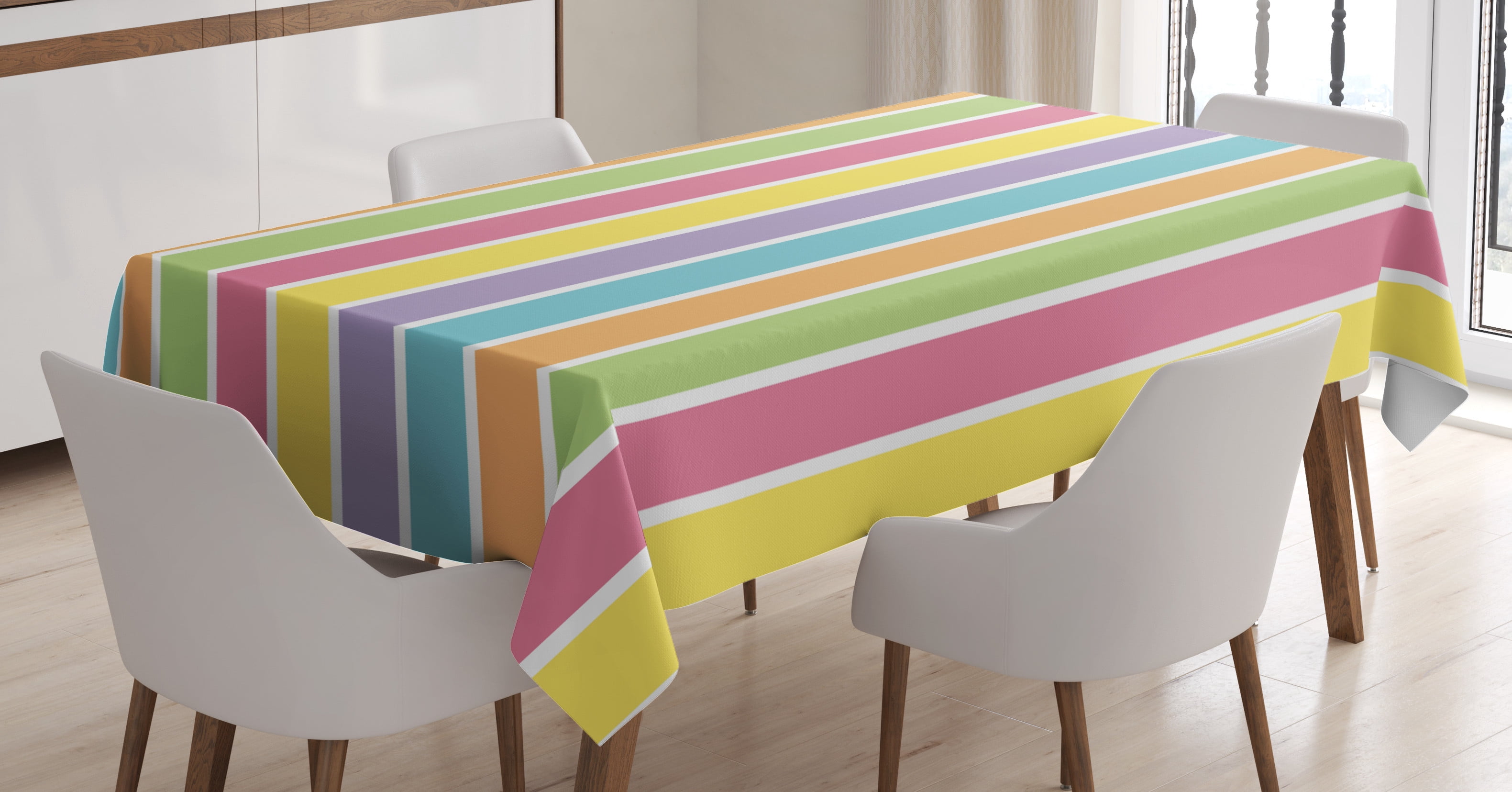 Ambesonne Colorful Tablecloth Rectangular Table Cover, Pastel Summer ...