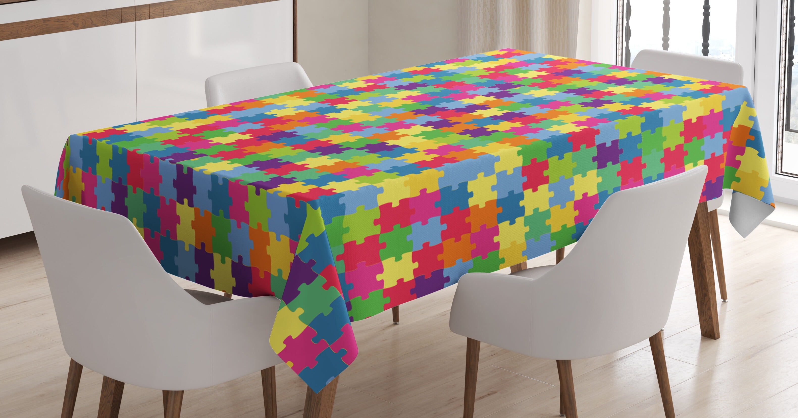 Ambesonne Colorful Tablecloth Rectangular Table Cover, Patchwork Game ...