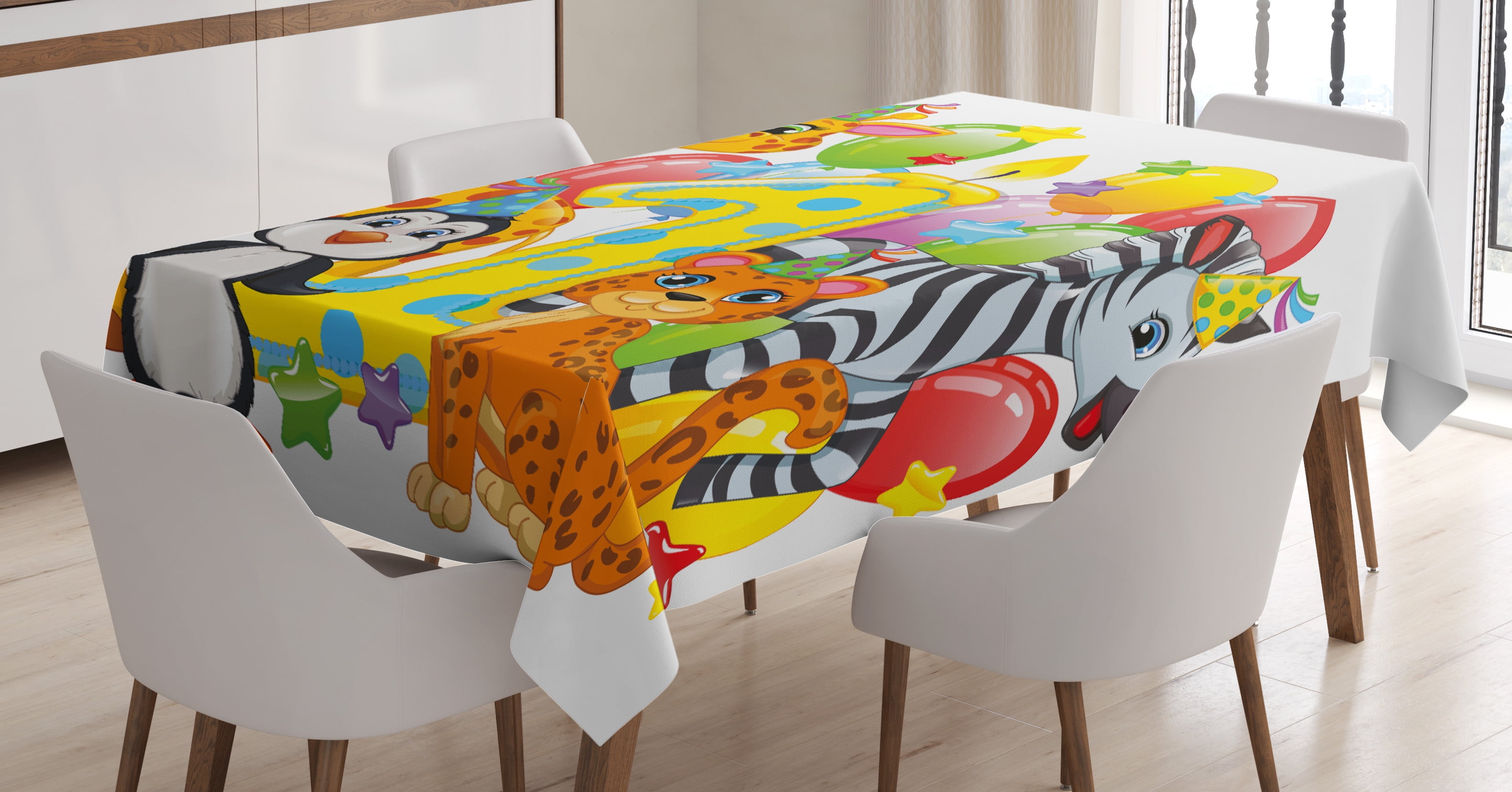 Ambesonne Colorful Tablecloth Rectangular Table Cover, Savannah Animal ...