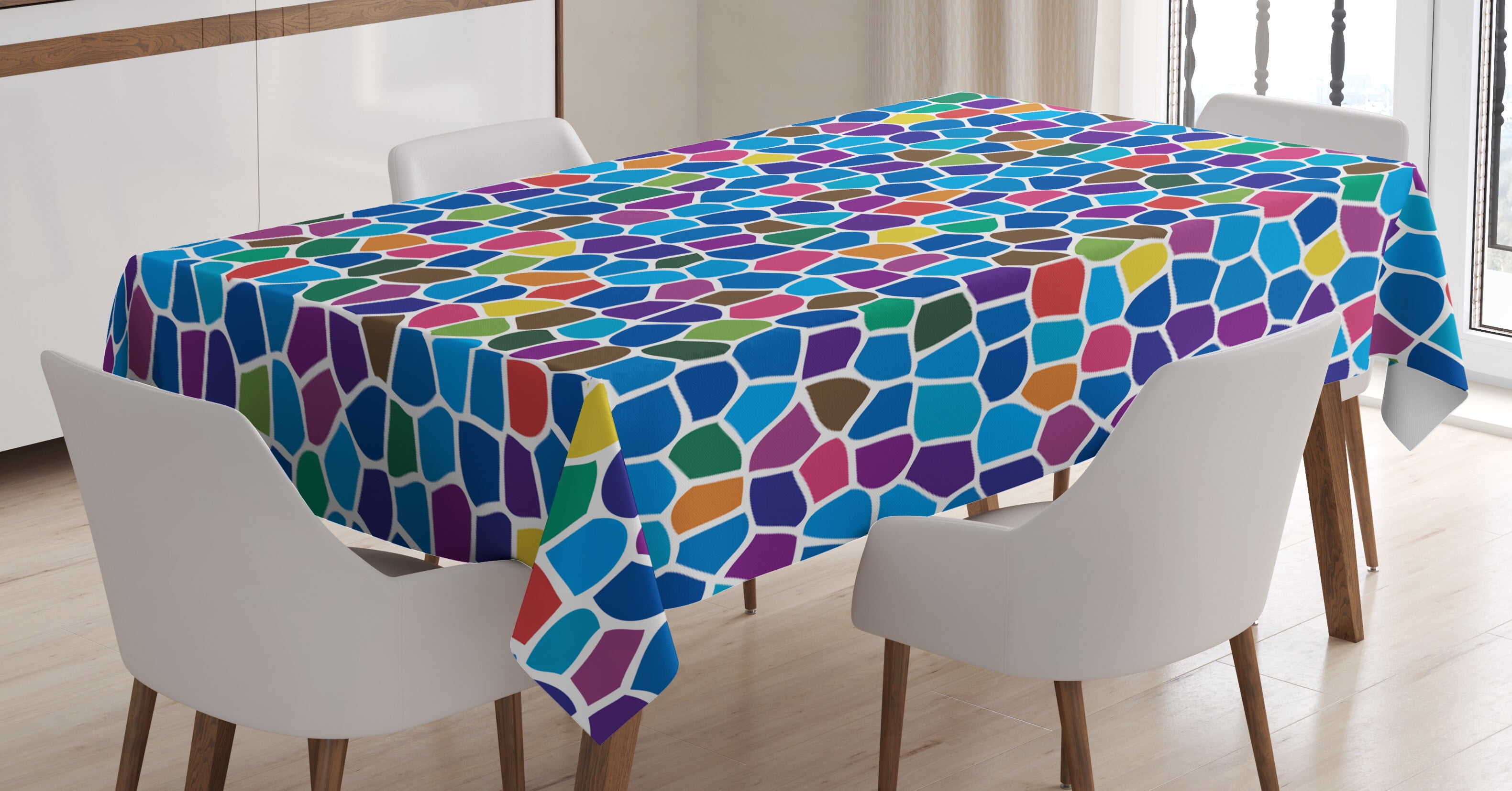 Ambesonne Colorful Tablecloth Rectangular Table Cover, Vivid Mosaic ...