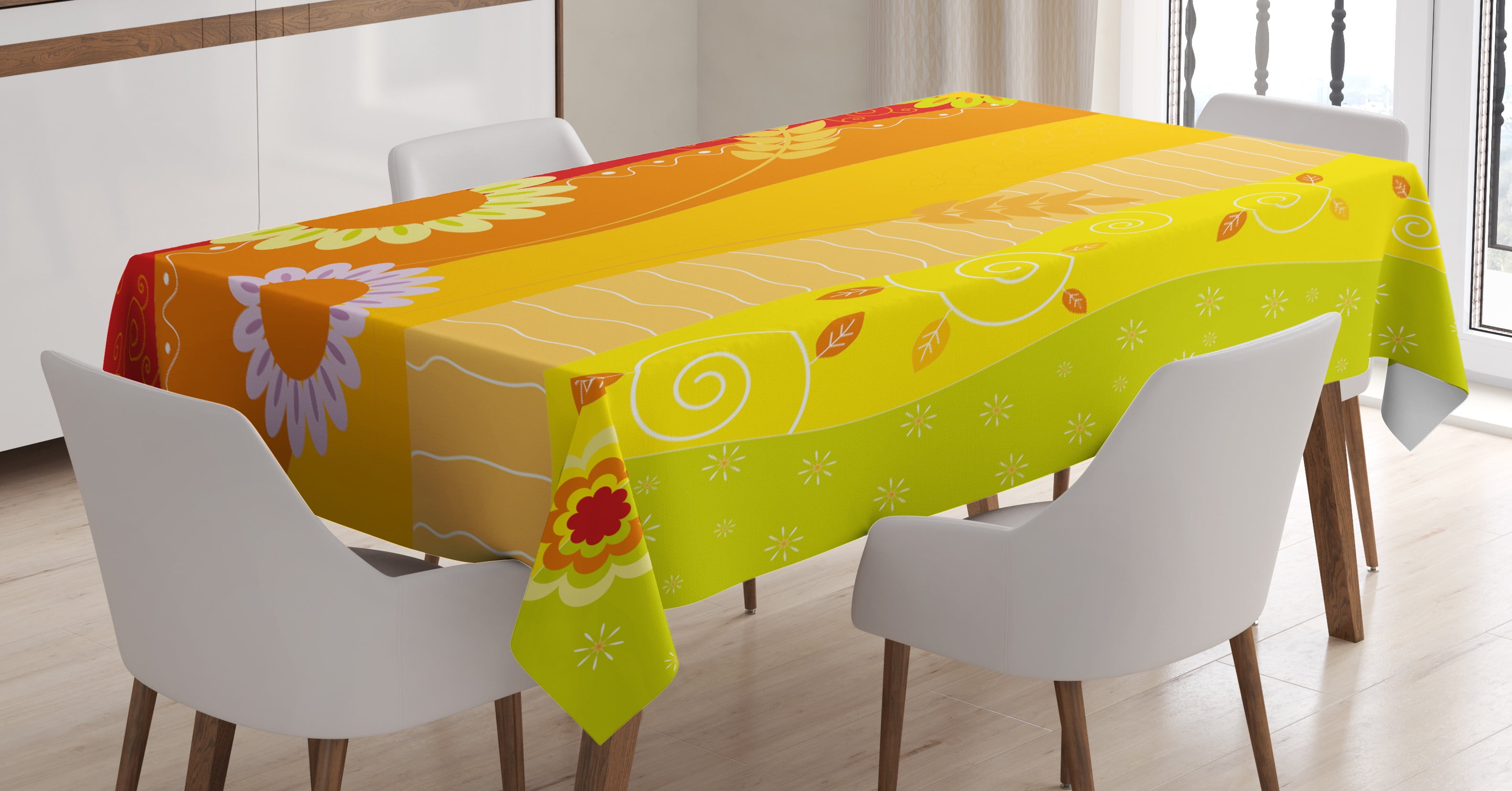 Ambesonne Colorful Tablecloth Rectangular Table Cover, Wheat Farm House ...
