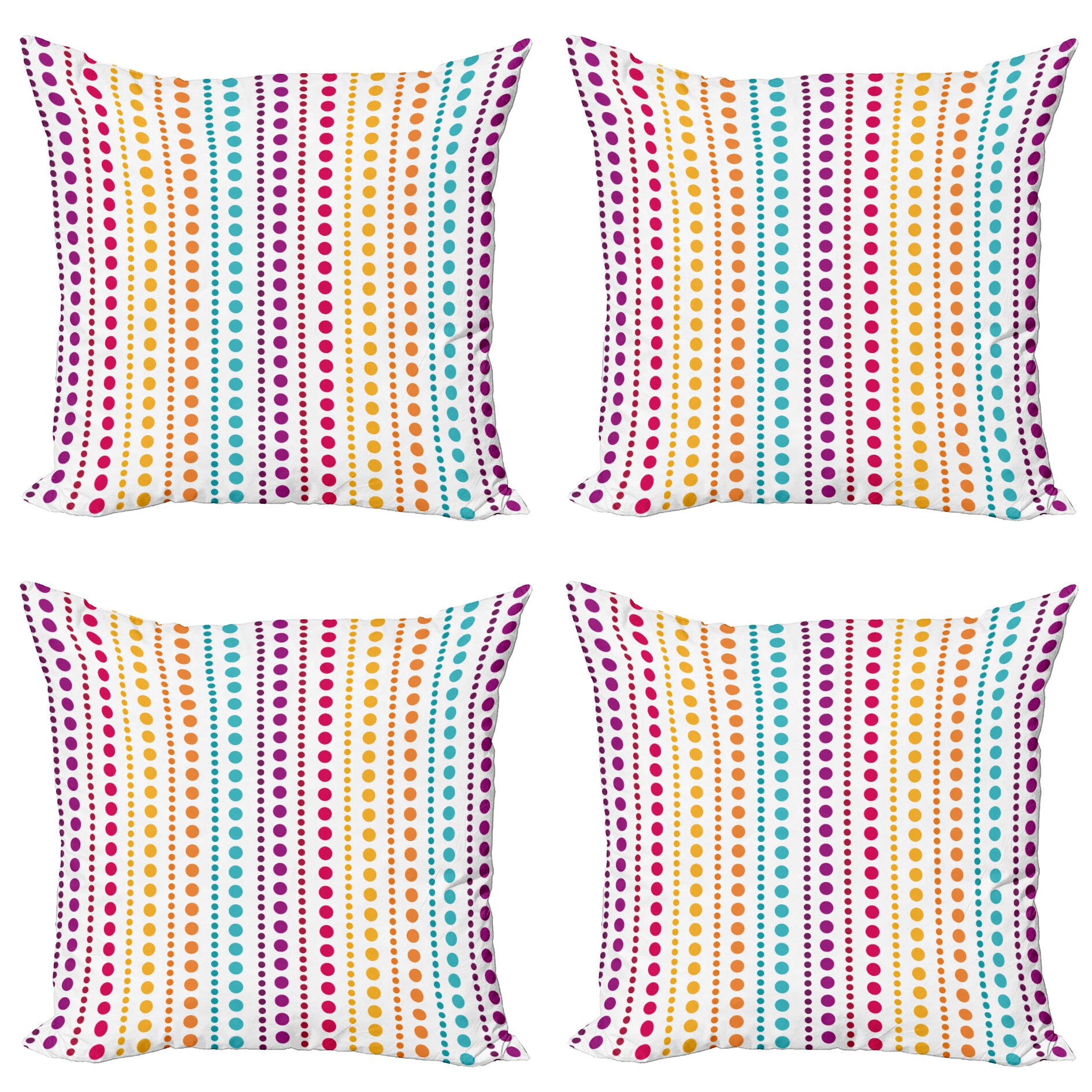 Ambesonne Colorful Throw Pillow Cover 4 Pack, Half Toned Polka Dots, 18 ...