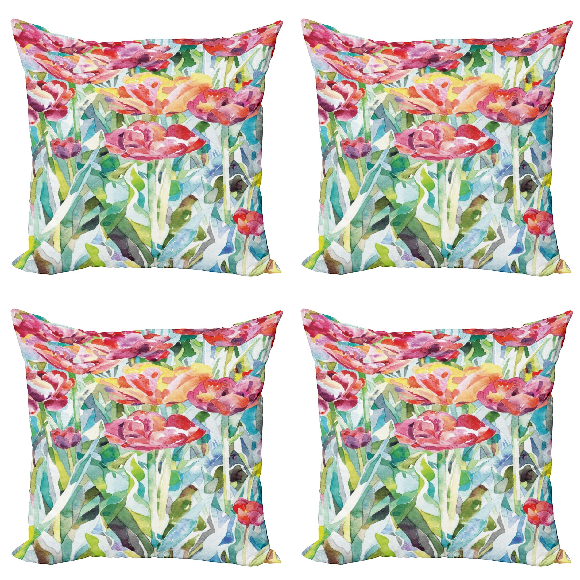 Ambesonne Colorful Throw Pillow Cover 4 Pack, Summer Spring, 18 ...