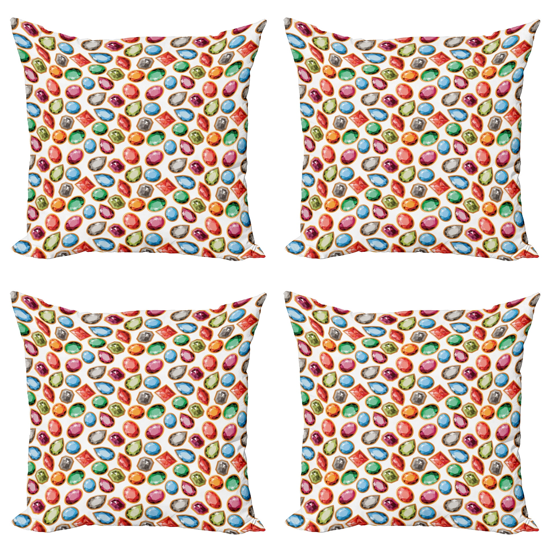 Ambesonne Colorful Throw Pillow Cover 4 Pack, Topaz Diamonds Art, 24 ...