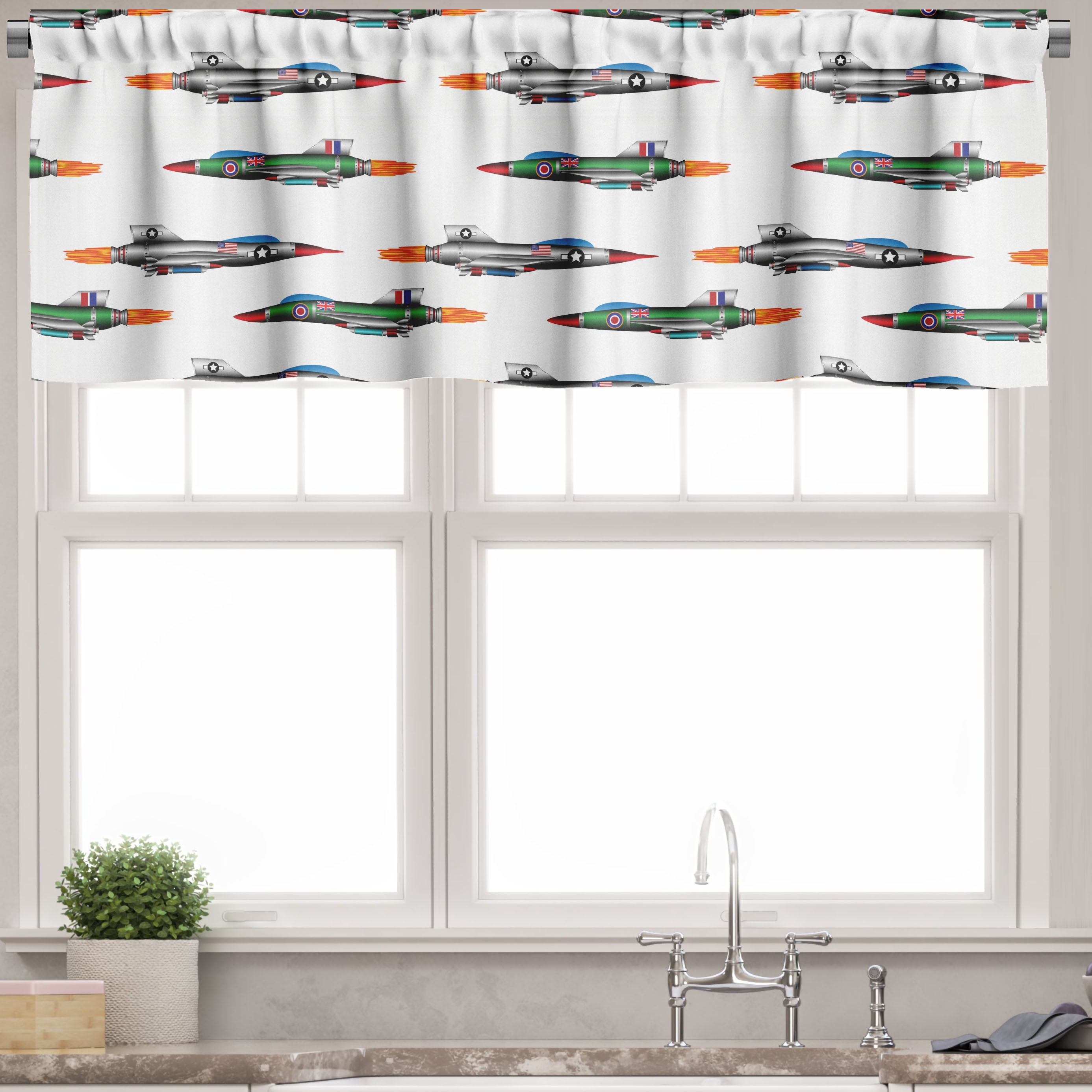 Ambesonne Colorful Valance Pack of 2, Jets Aviation Design, 42"X12 ...