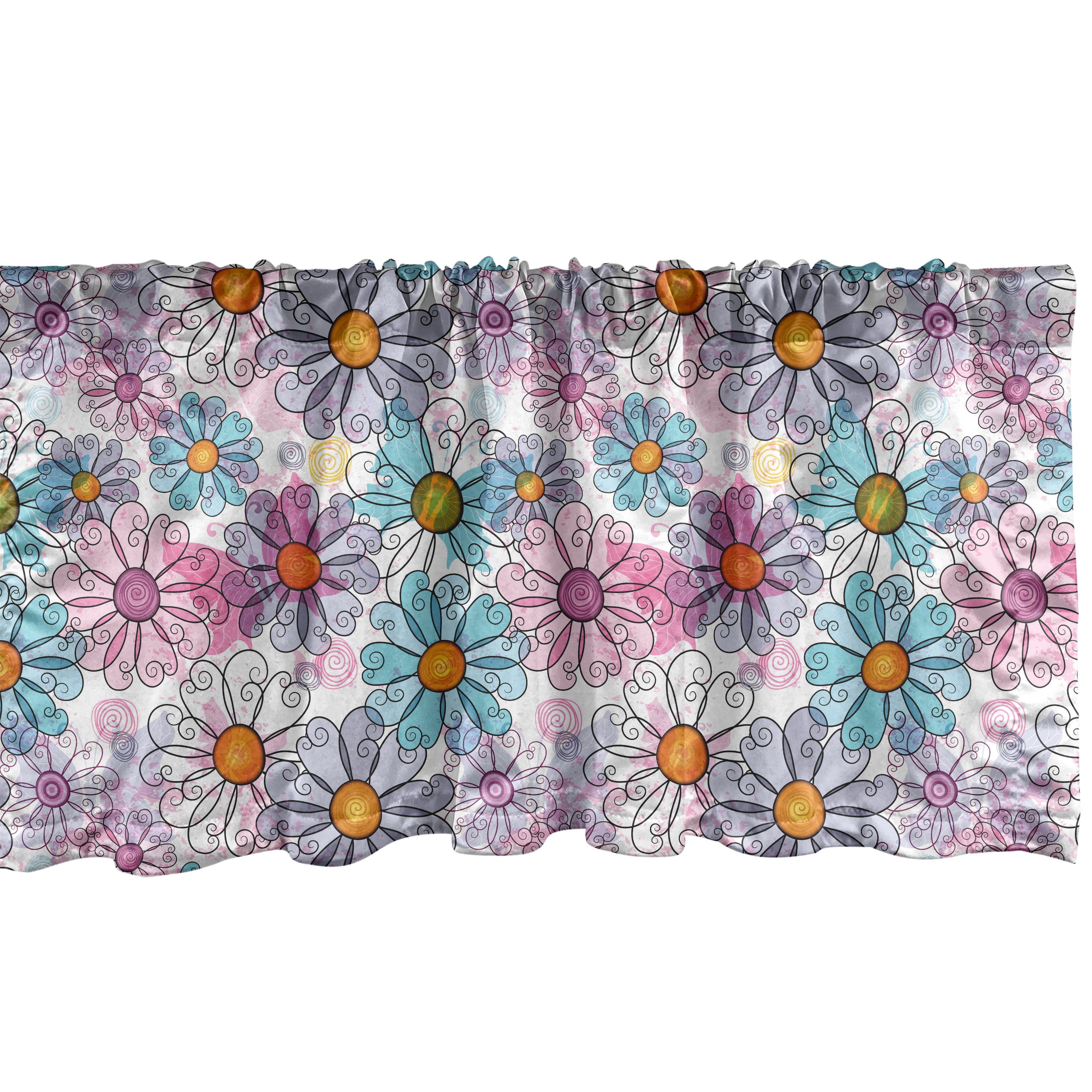 Ambesonne Colorful Valance Pack of 2, Retro Spring Grunge, 42"X12 ...
