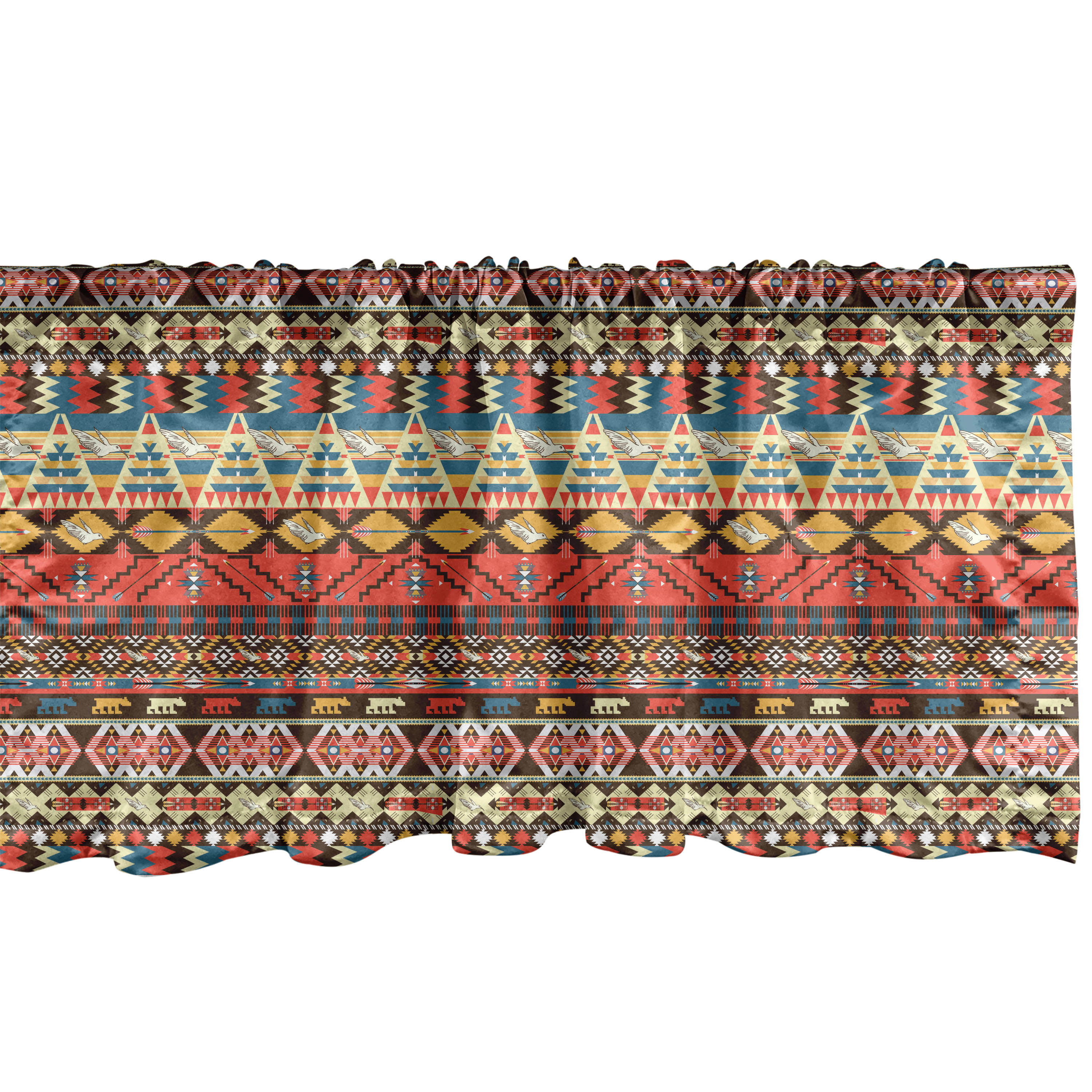 Ambesonne Colorful Window Valance, Aztec Birds Arrows, 54" X 12 ...