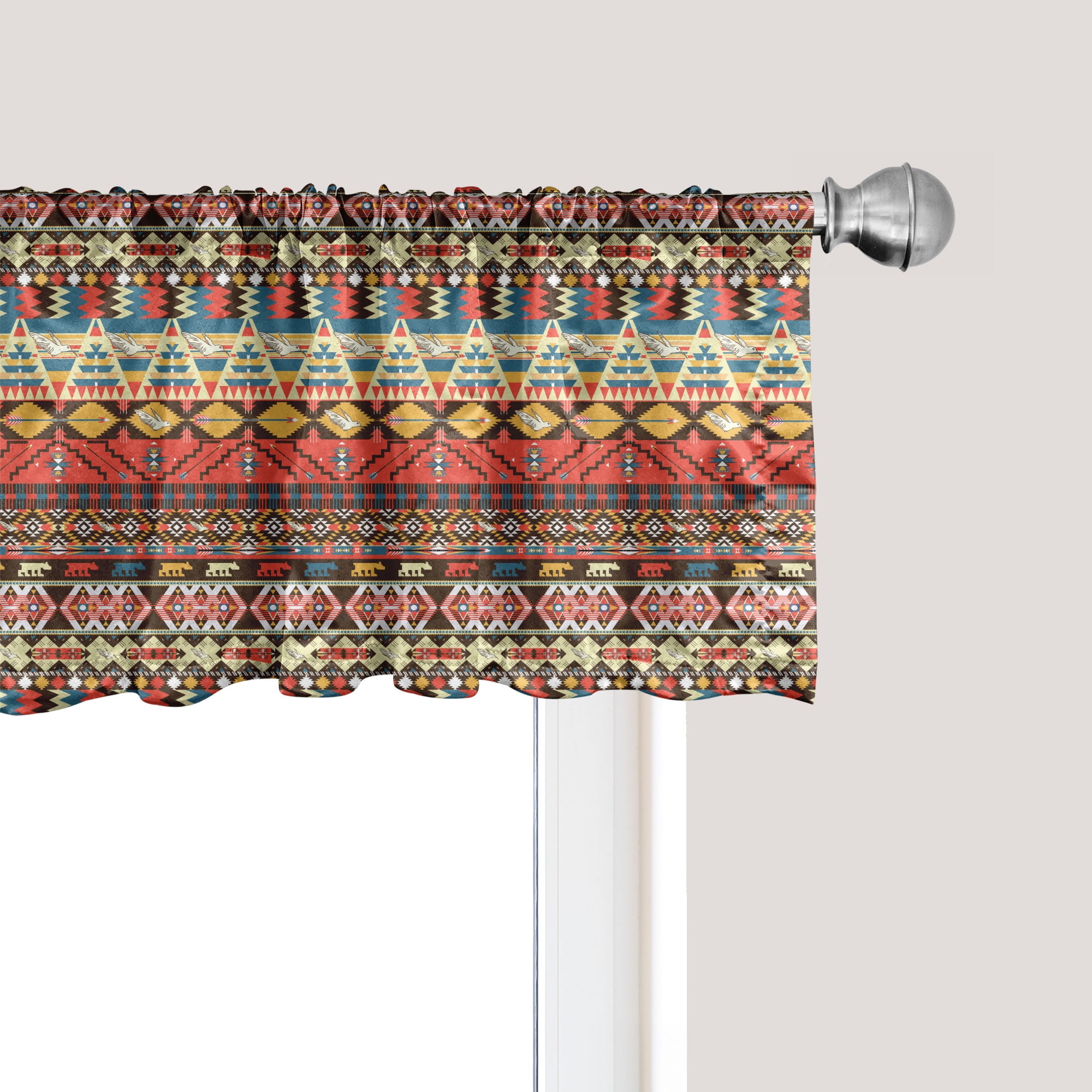 Ambesonne Colorful Window Valance, Aztec Birds Arrows, 54" X 18 ...