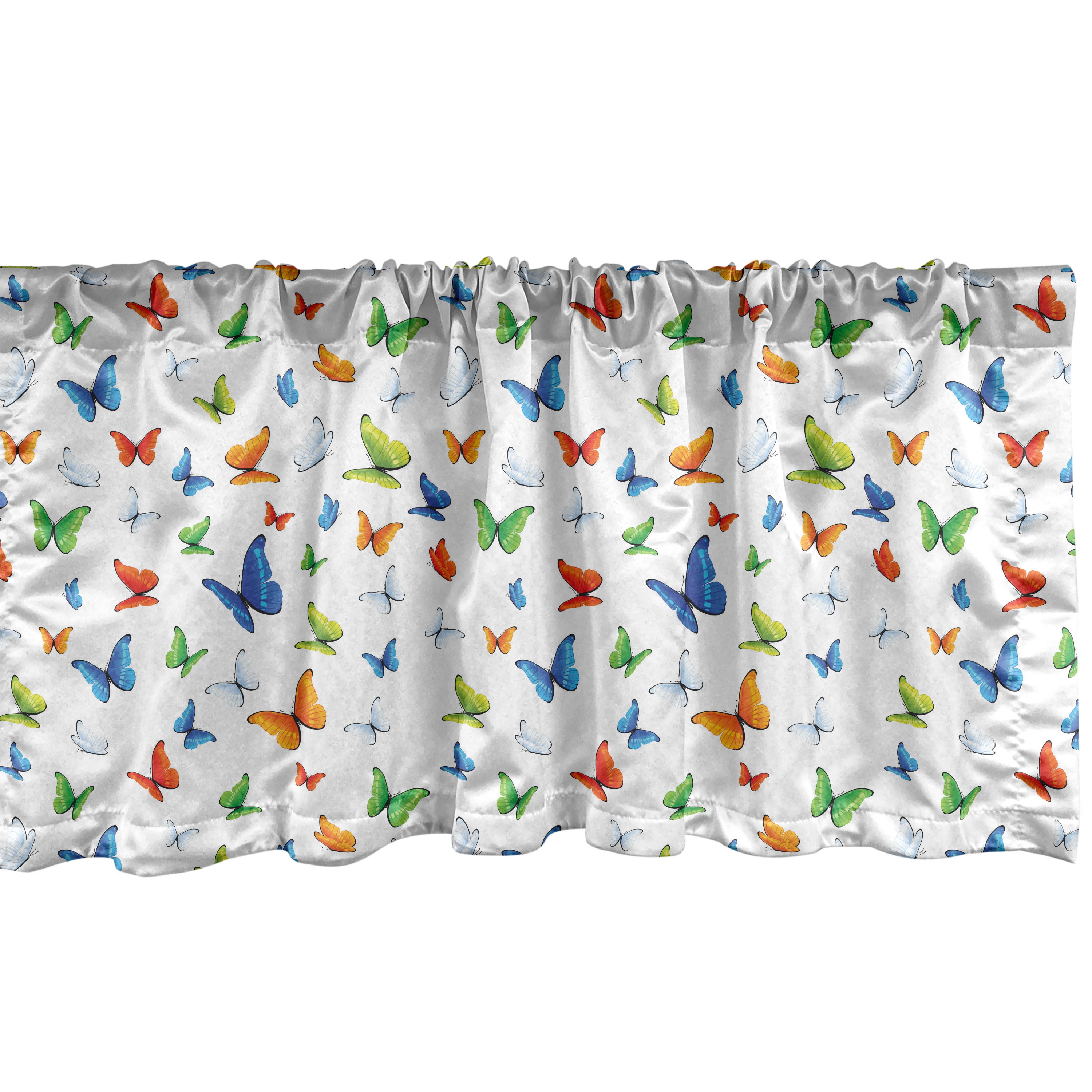 Ambesonne Colorful Window Valance, Butterflies Animal, 54" X 18 ...