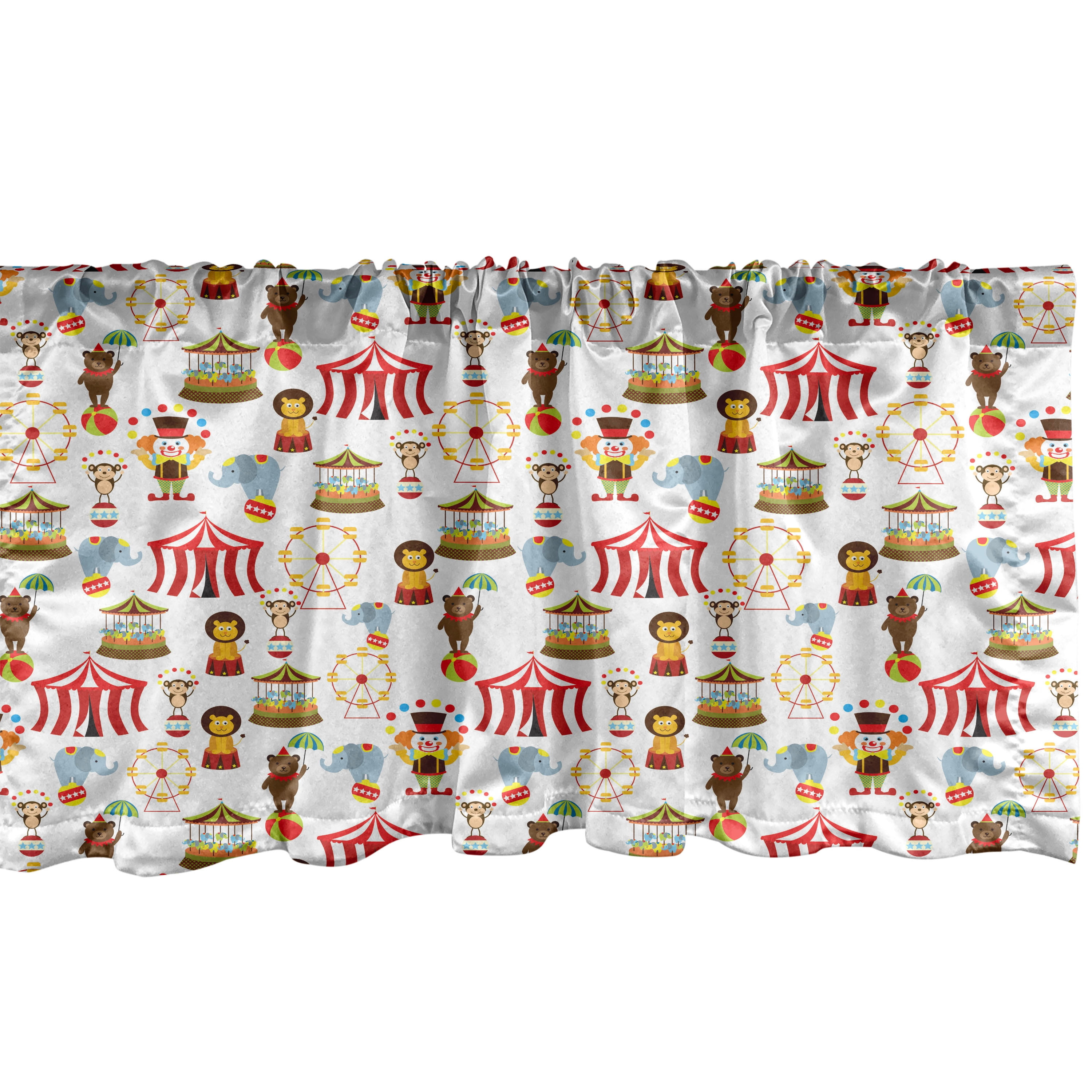 Ambesonne Colorful Window Valance, Circus Bear, 54" X 18", Multicolor ...