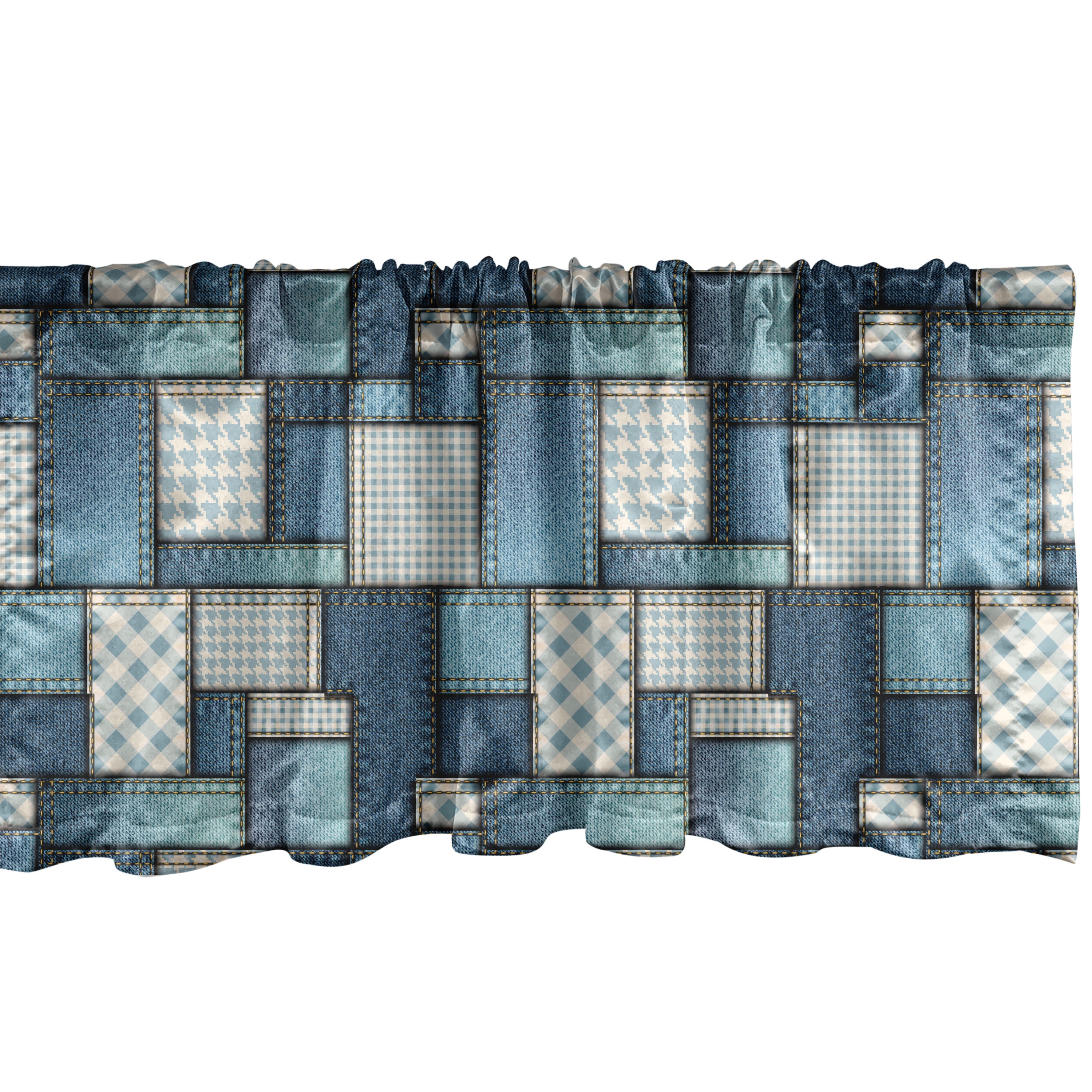 Ambesonne Colorful Window Valance, Denim Sewings, 54" X 18", Pale Blue ...