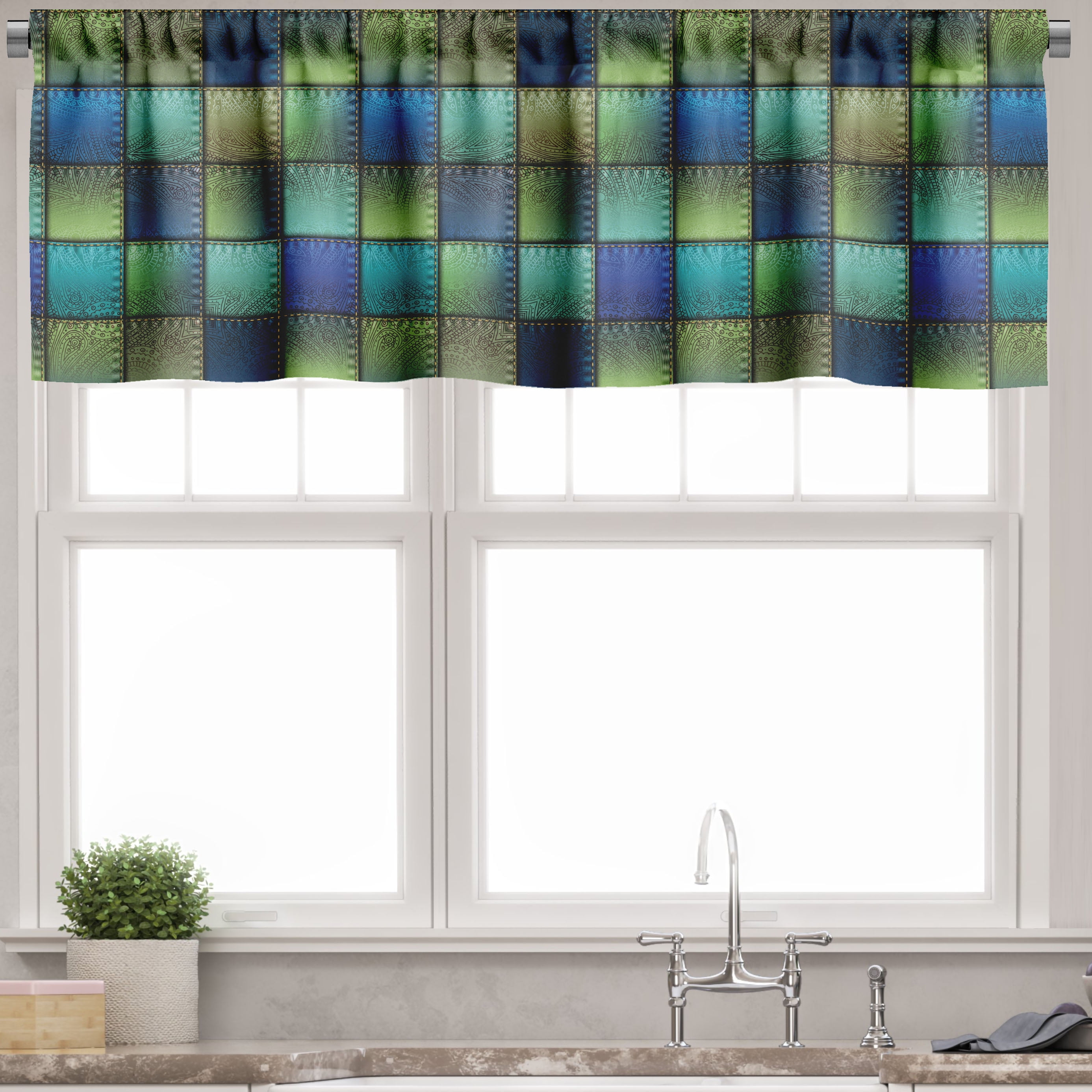 Ambesonne Colorful Window Valance Modern Geometric Bohem 54 X 18