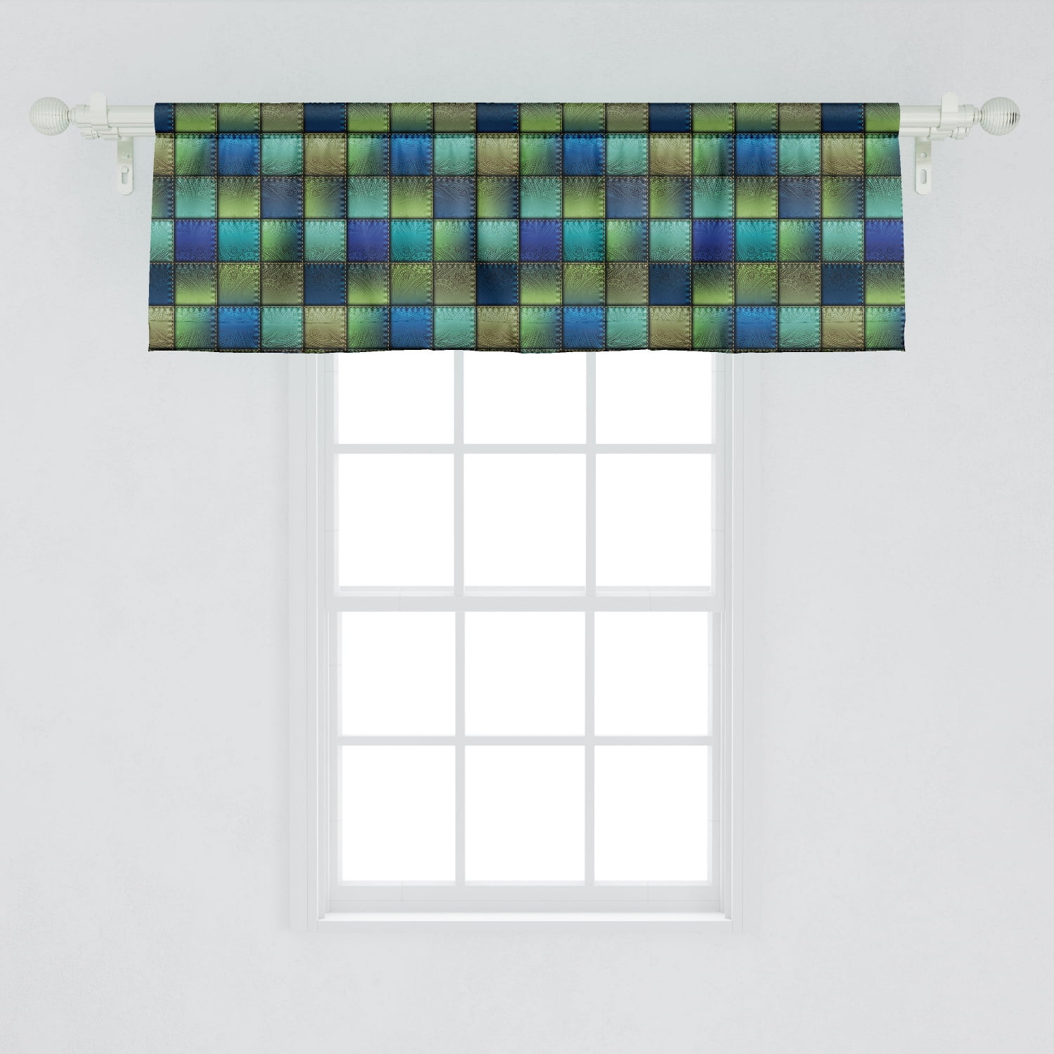 Ambesonne Colorful Window Valance Modern Geometric Bohemian Paisley