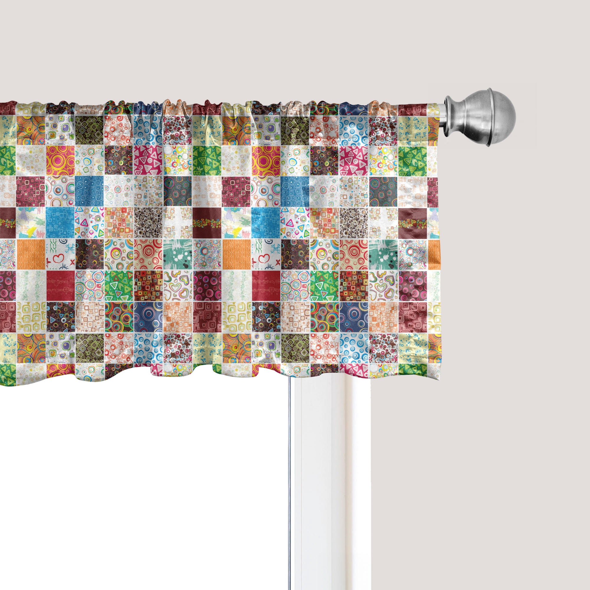 Ambesonne Colorful Window Valance, Patchwork Retro Style, 54" X 18 ...