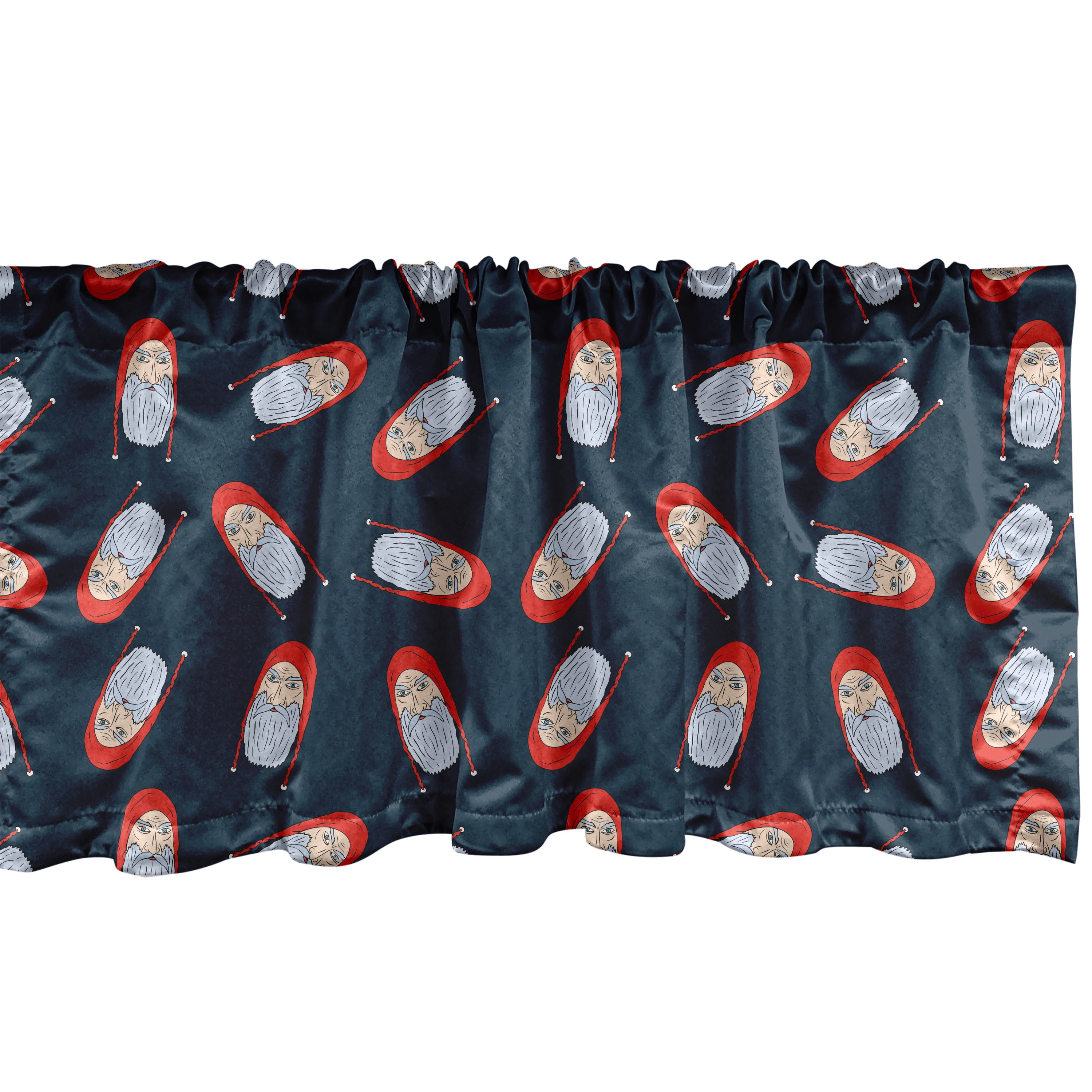 Ambesonne Colorful Window Valance, Repetitive Christmas Santa Claus ...