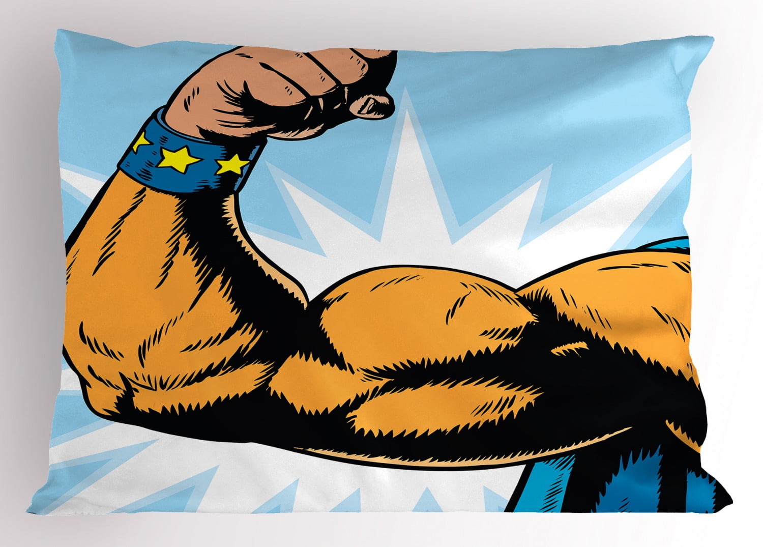 Ambesonne Comics Pillow Sham, Cartoon Superheros Power, 36" X 20 ...