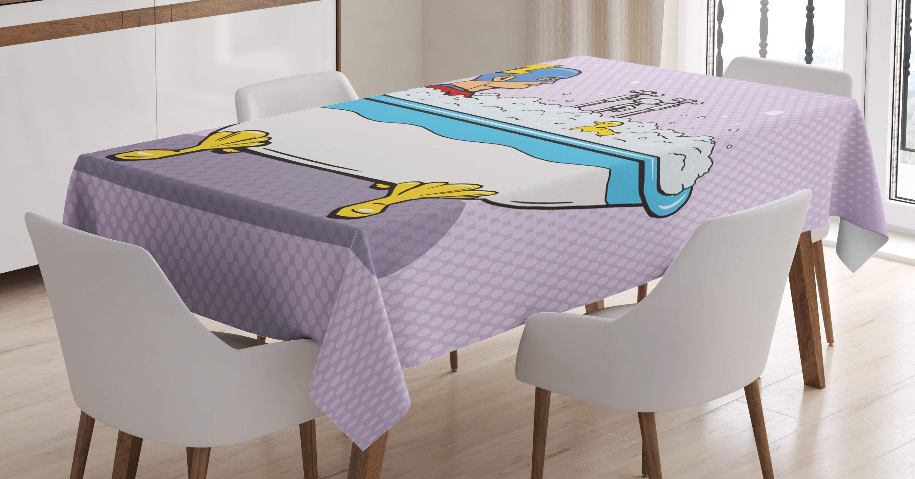 Ambesonne Comics Tablecloth Rectangular Table Cover, Superhero Bubble ...