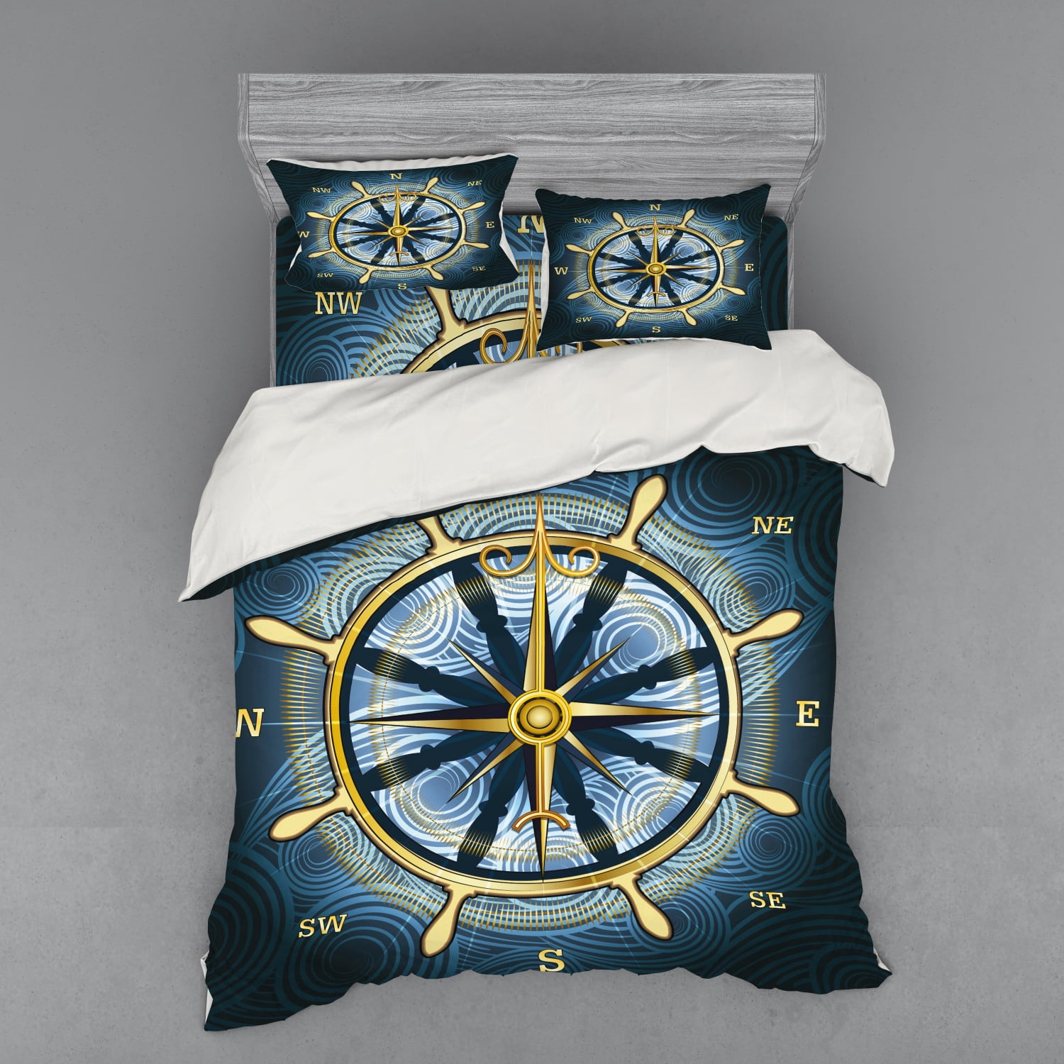 Ambesonne Compass Bedding Set 4 Pcs, Yellow Navigation, Queen, Yellow ...
