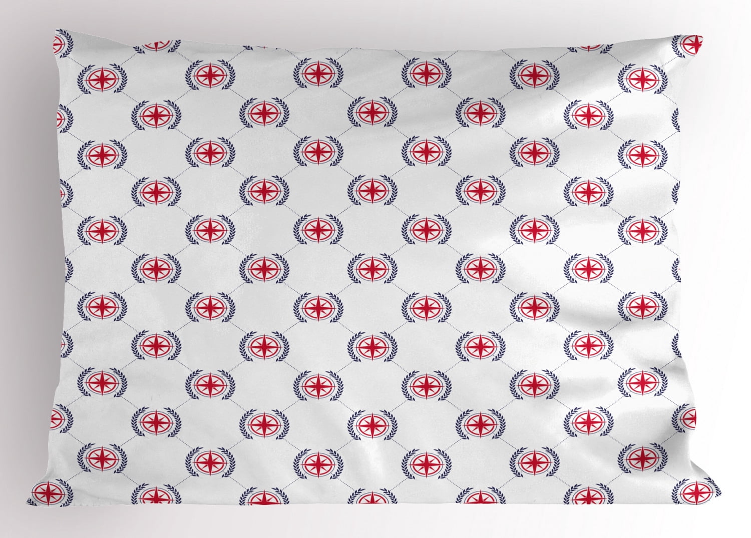 Ambesonne Compass Pillow Sham, Diamond Windrose Leaf, 36" X 20", Dark ...