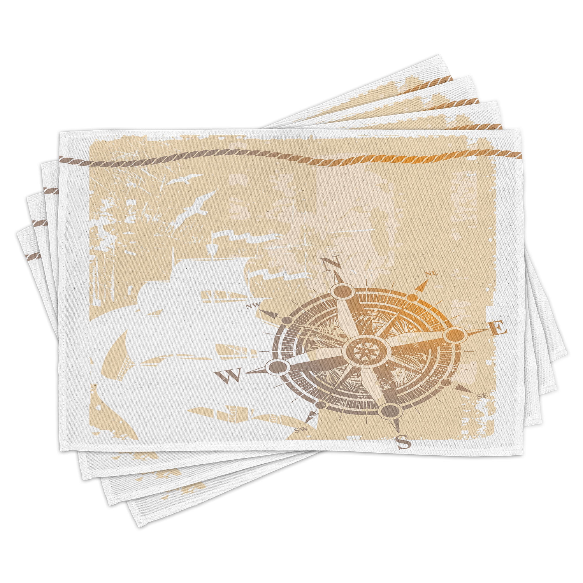 Ambesonne Compass Place Mats Set of 4, Nautical Ship Cool, Standard ...