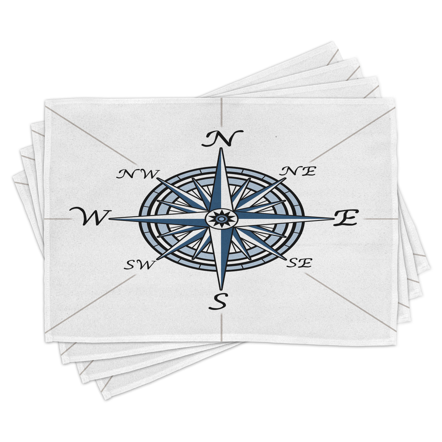 Ambesonne Compass Place Mats Set of 4, Sea Color Marine Design ...