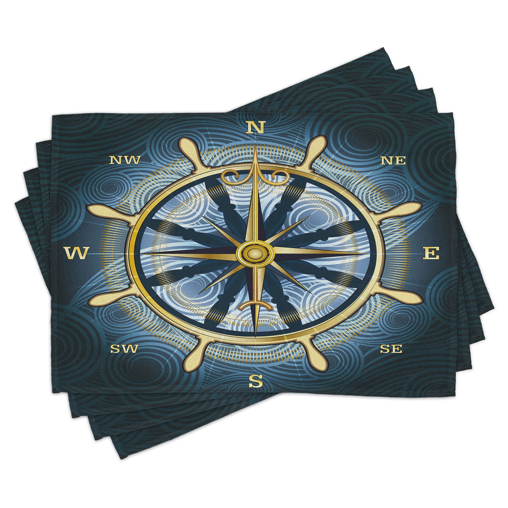 Ambesonne Compass Place Mats Set of 4, Yellow Navigation, Standard Size ...