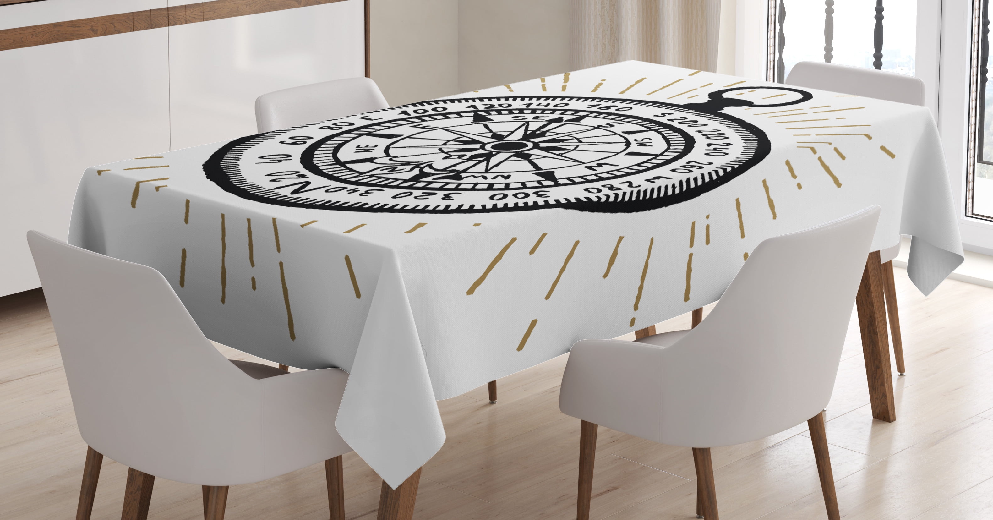Ambesonne Compass Tablecloth Rectangular Table Cover, Vintage Sea ...