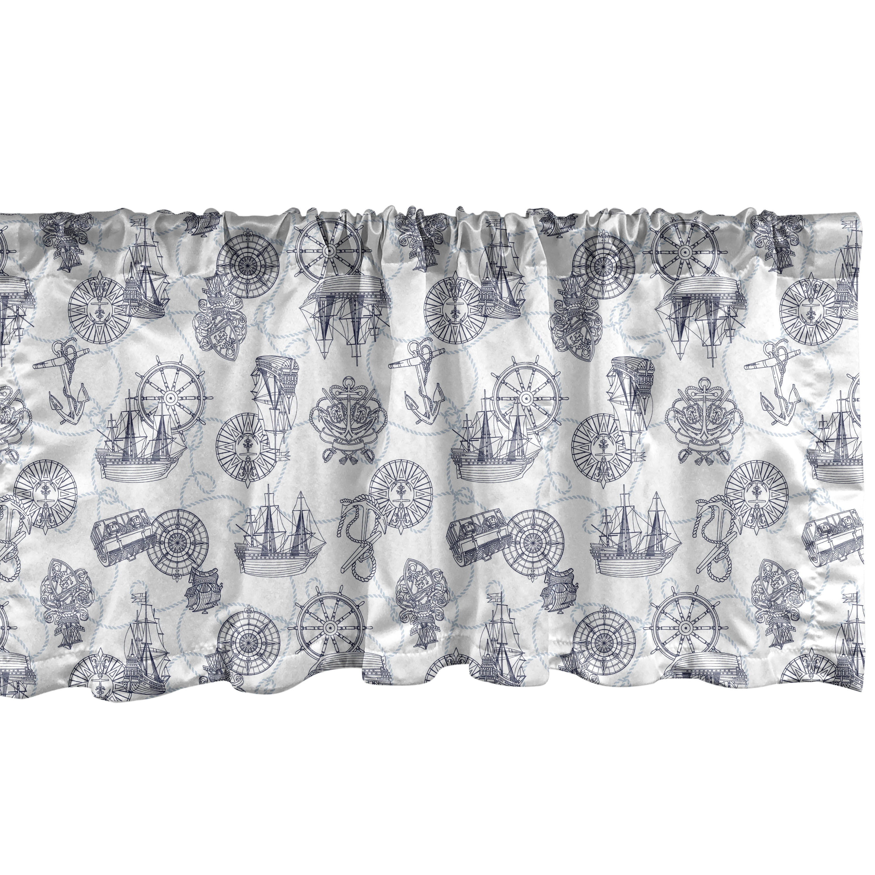 Ambesonne Compass Window Valance, Sailing Boat Pattern, 54" X 12 ...