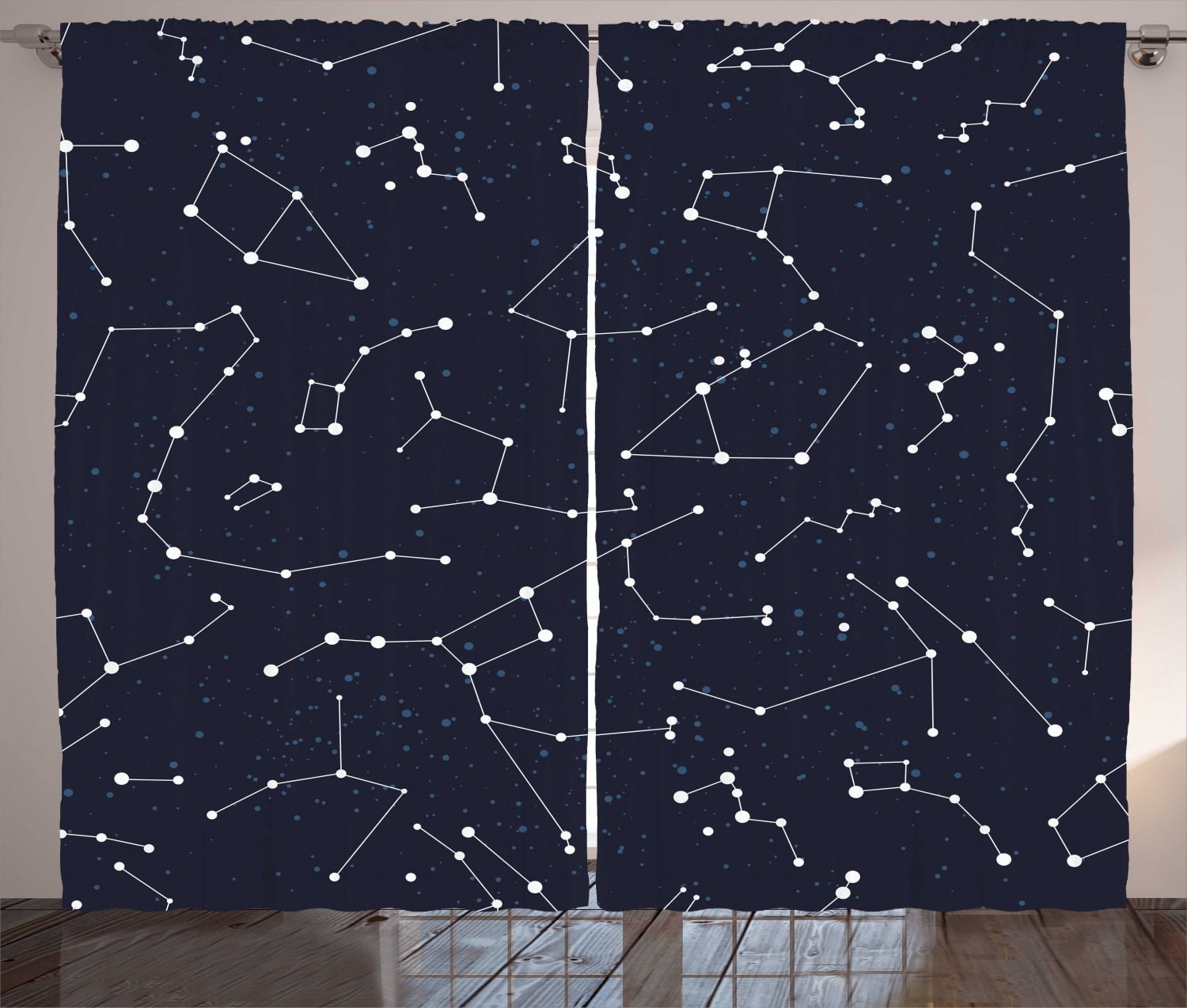 Ambesonne Constellation Curtains 2 Panel Set, Cluster of Stars, 108" x ...
