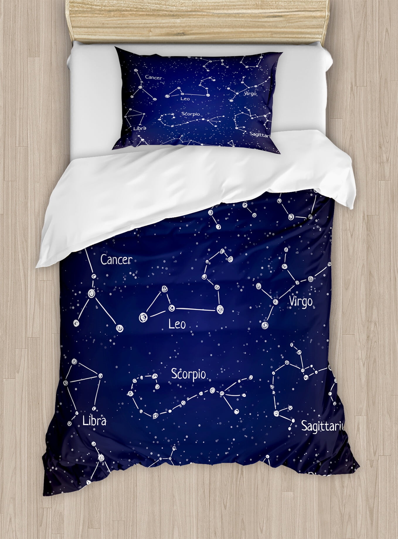 Ambesonne Constellation Duvet Cover Set, Zodiac Doodle Art, Twin, Blue ...