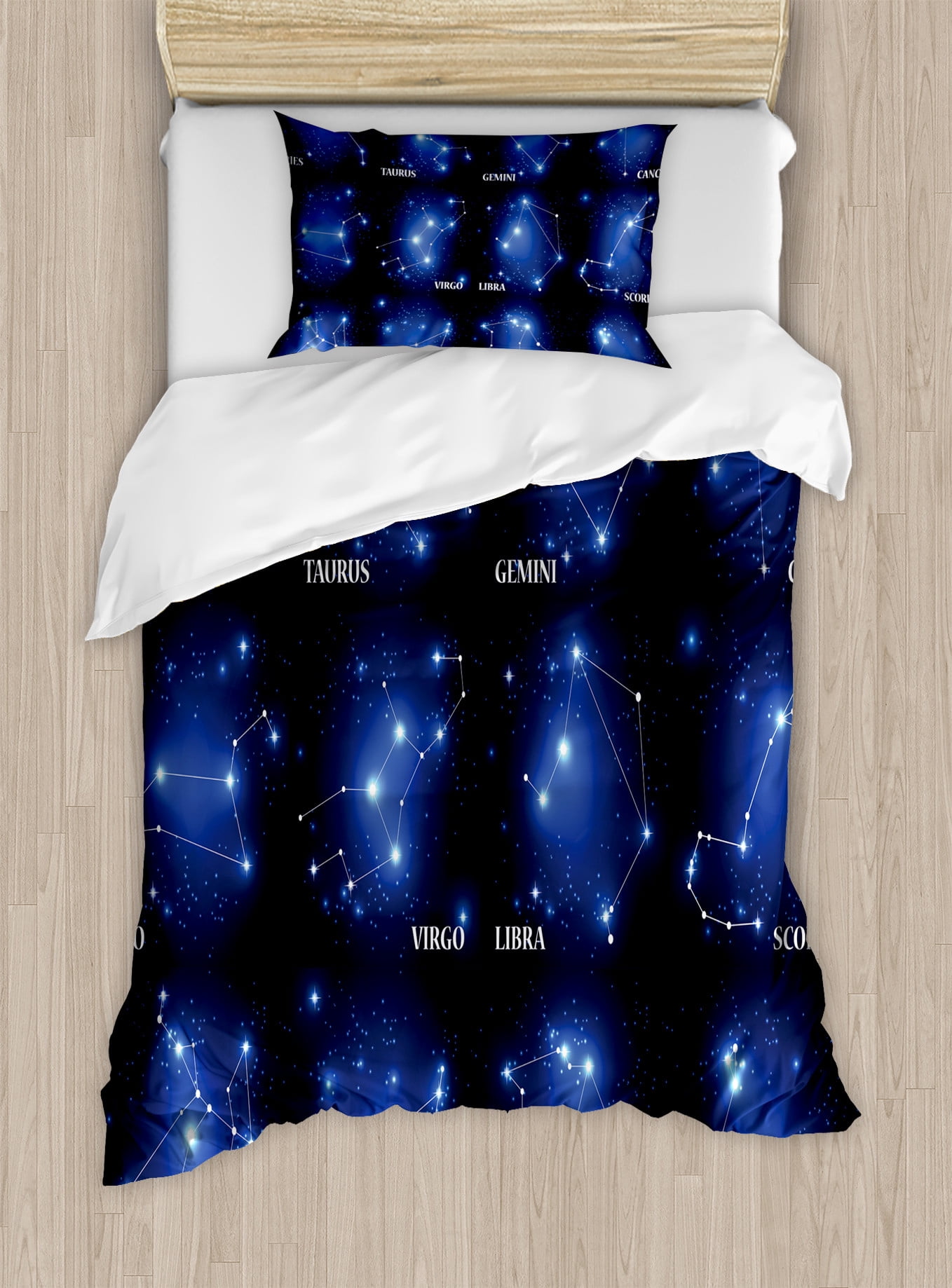Ambesonne Constellation Duvet Cover Set, Zodiac Sign Set, Twin, Dark ...