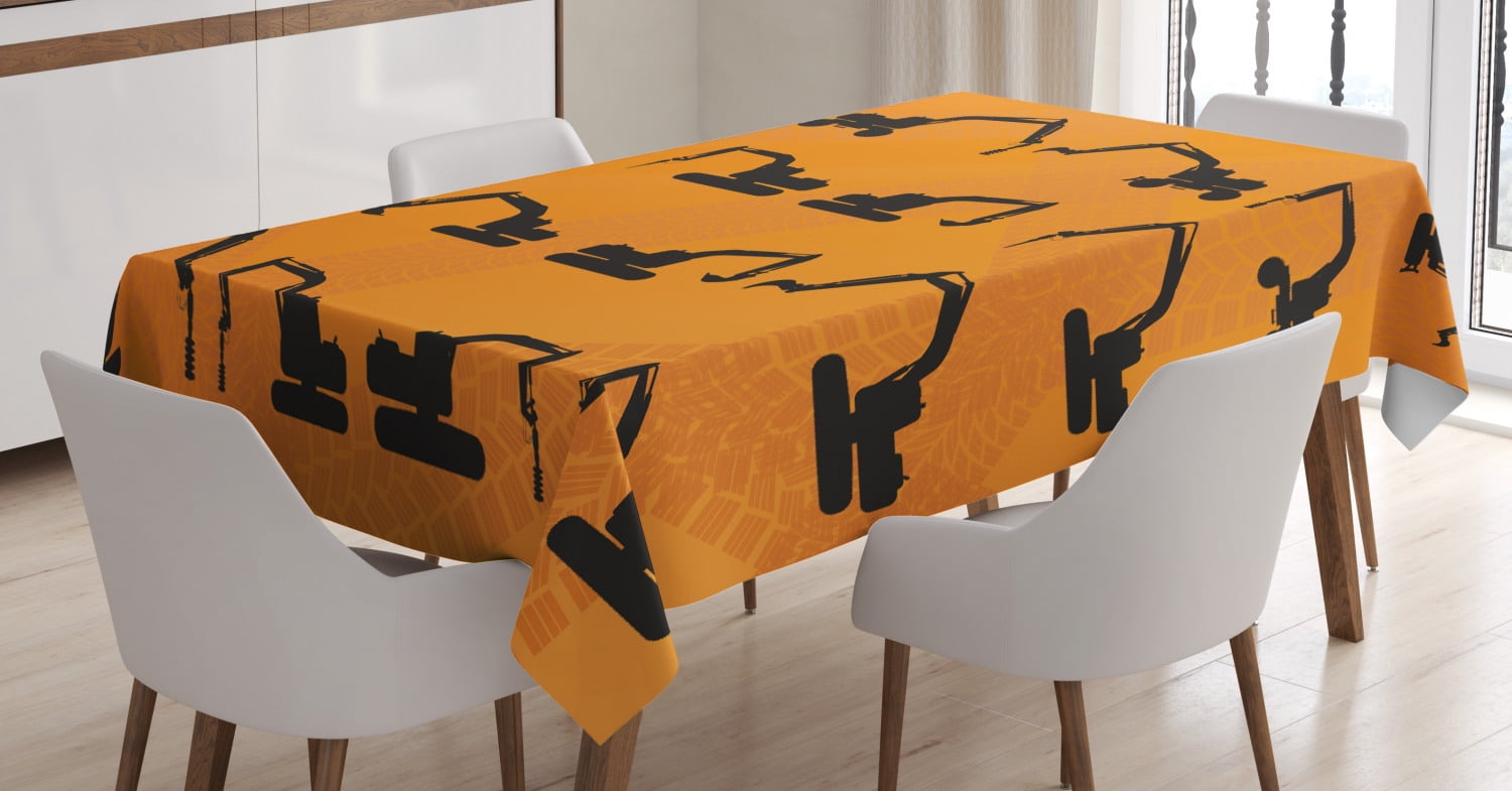 Ambesonne Construction Tablecloth Rectangular Table Cover, Excavator ...