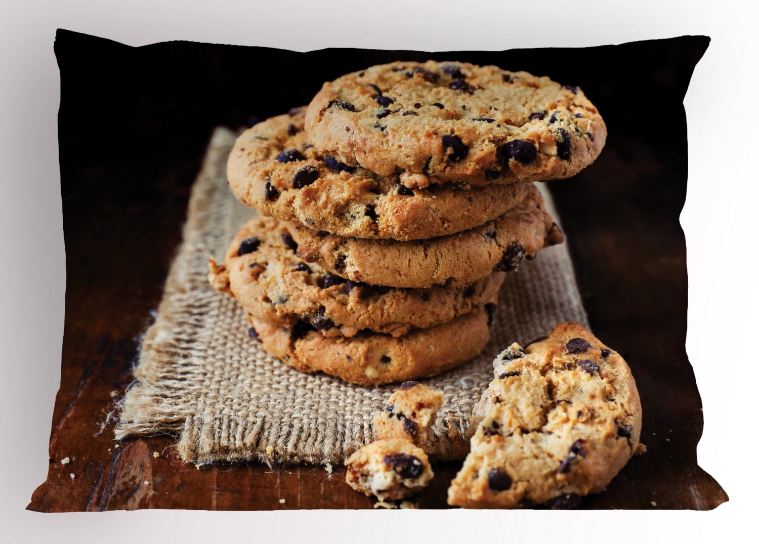 Ambesonne Cookie Pillow Sham, Stacks of Baked Doughy Goods, 26" X 20 ...