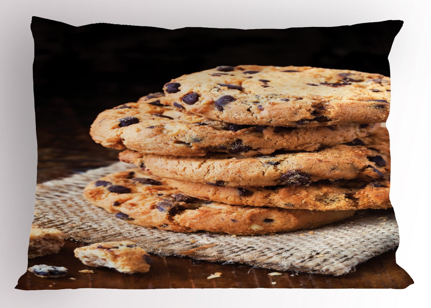 Ambesonne Cookie Pillow Sham, Stacks of Bites on a Table, 26" X 20 ...