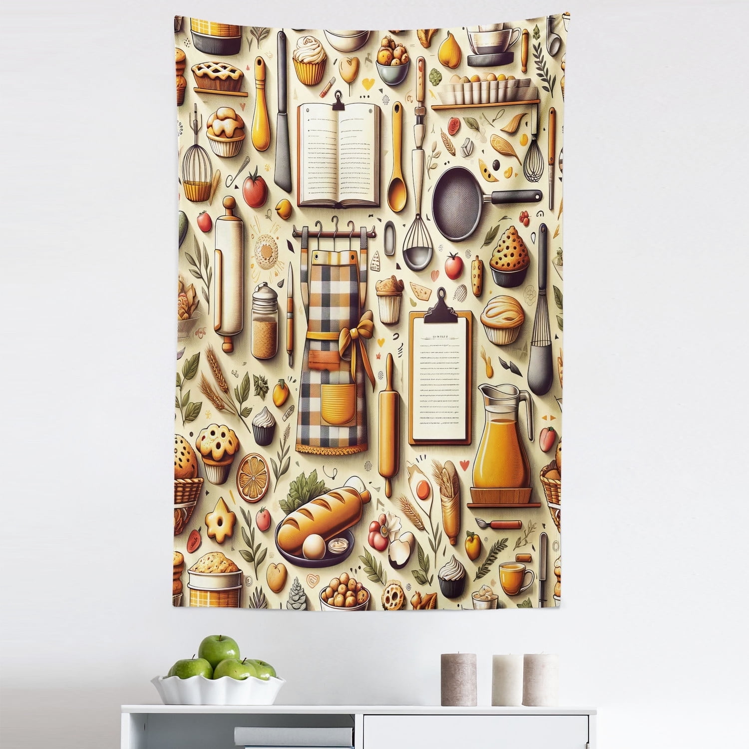 Ambesonne Cooking Themed Wall Hanging Tapestry, Chef Food Kitchen, 30 ...