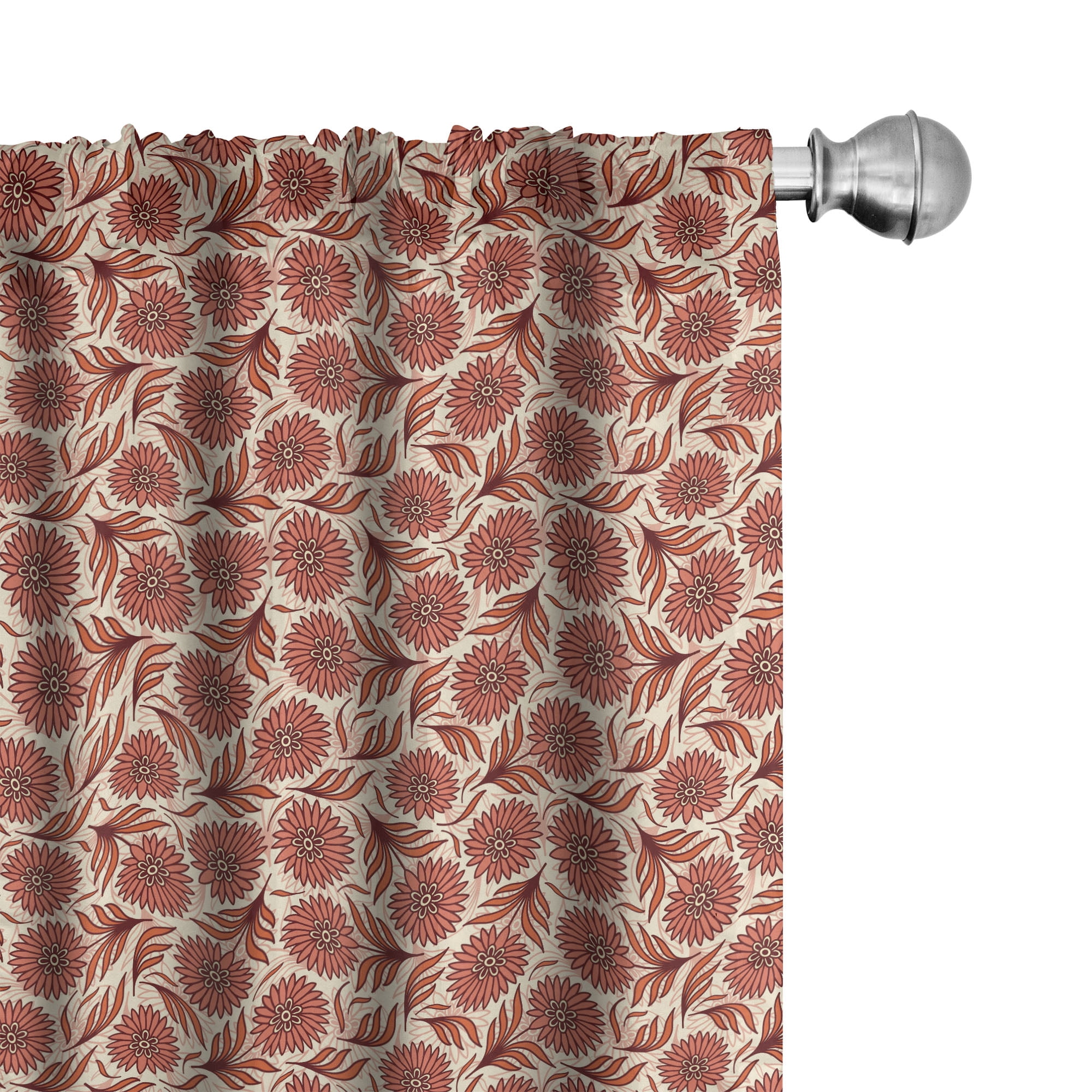 Ambesonne Coral Curtains, Nostalgic Gerbera Motifs, Pair of 28"x84 ...