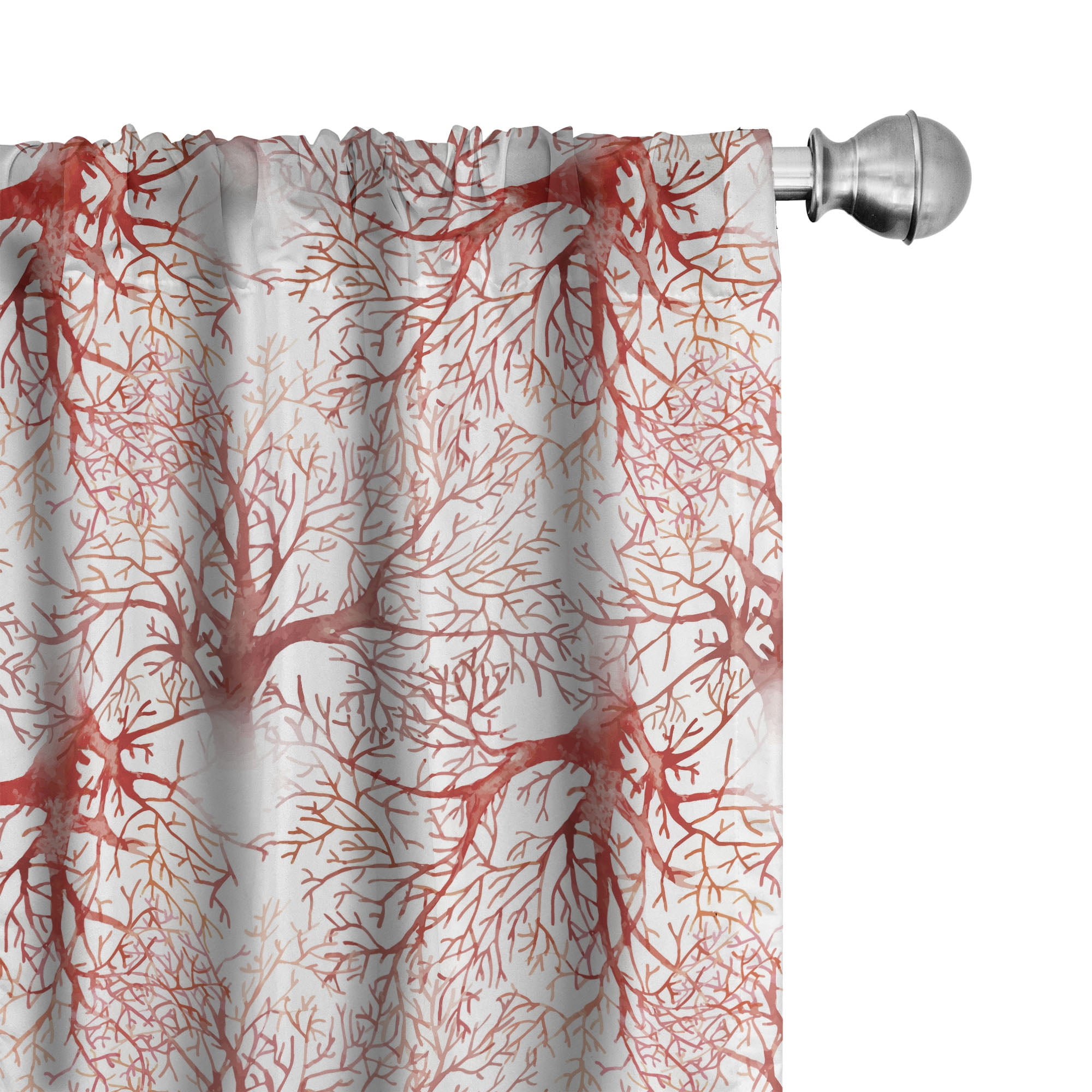Ambesonne Coral Curtains, Watercolor Branchs Fall Art, Pair of 28"x84 ...