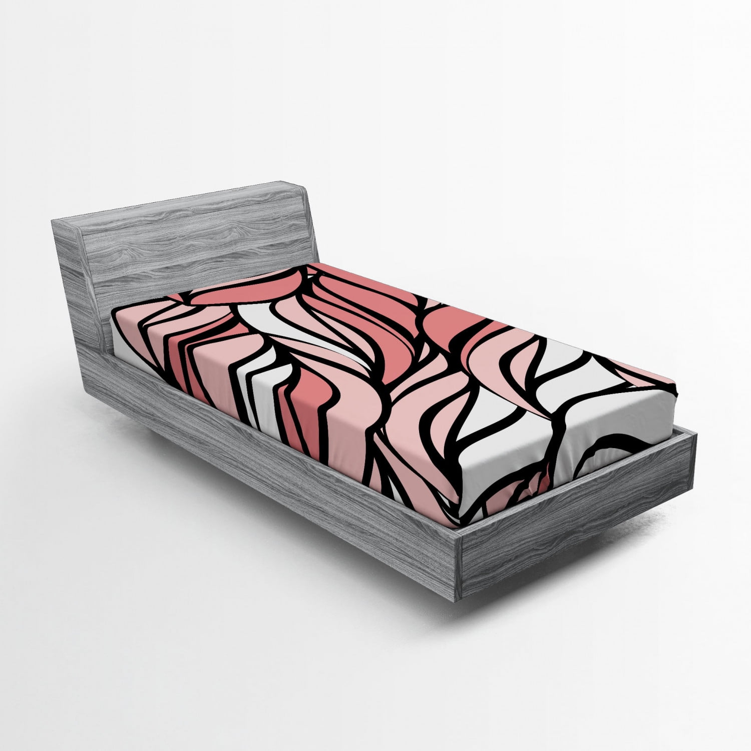 Ambesonne Coral Fitted Sheet, Ombre Abstract Pattern, Twin Size, Coral ...