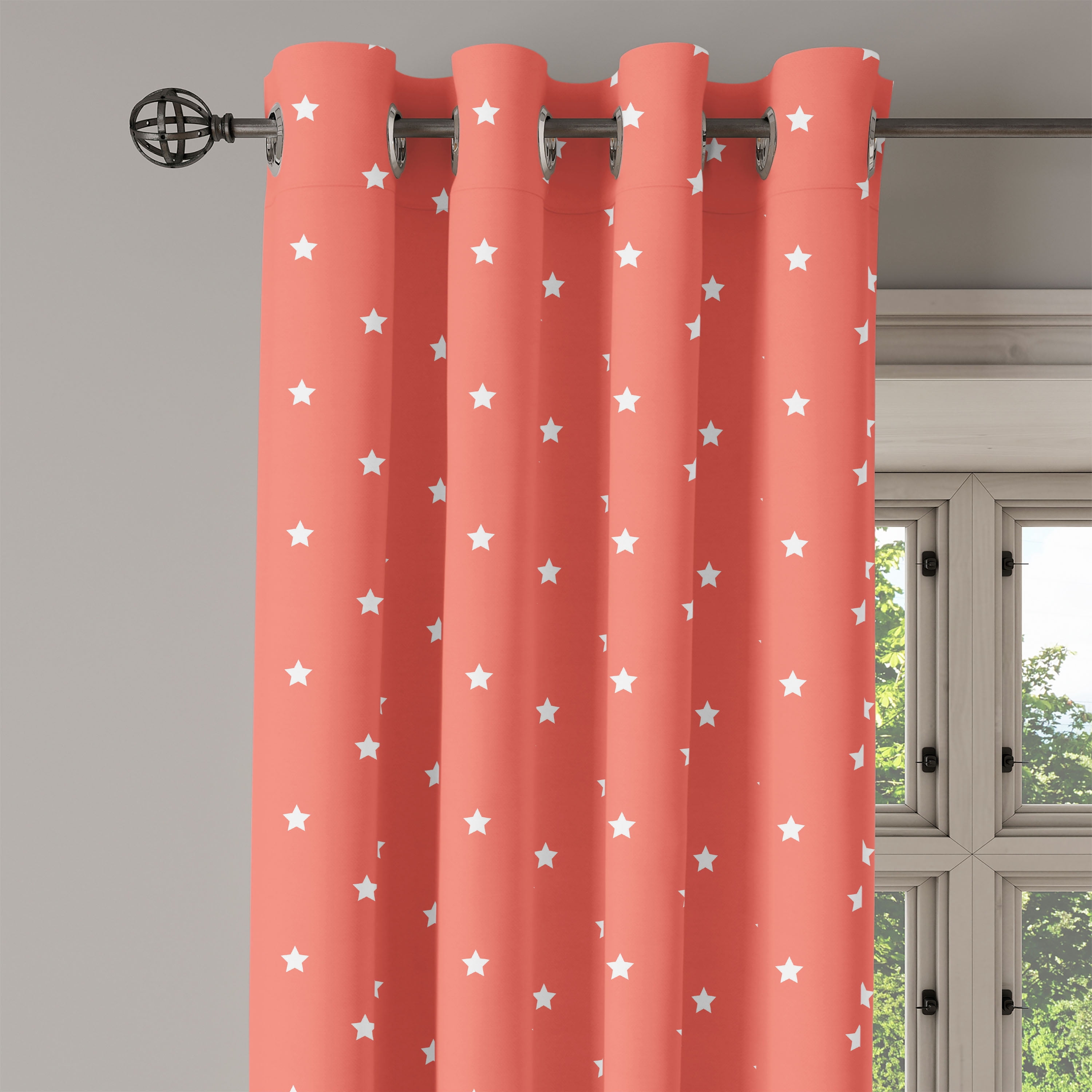 Ambesonne Coral Grommet Curtain Single Panel, Stars Outer, 50"x60 ...