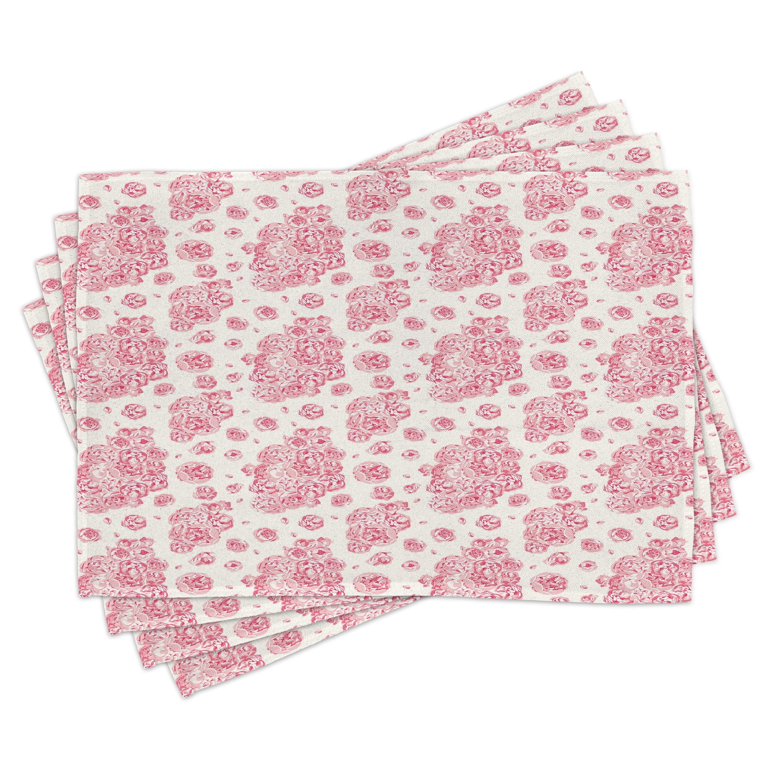 Ambesonne Coral Place Mats Set of 4, Peonies English Roses, Standard ...