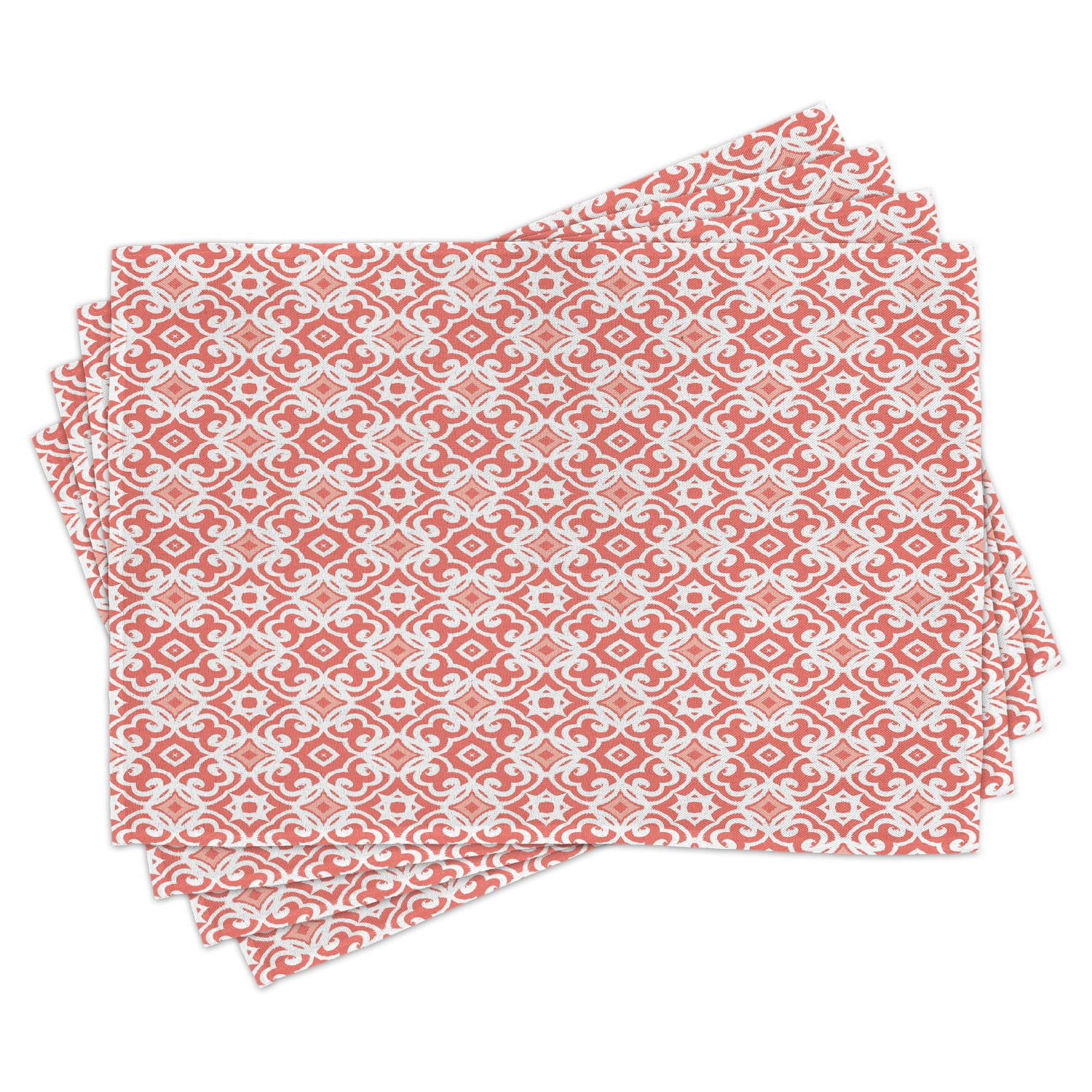 Ambesonne Coral Place Mats Set of 4, Vintage Art Deco Pattern, Standard ...
