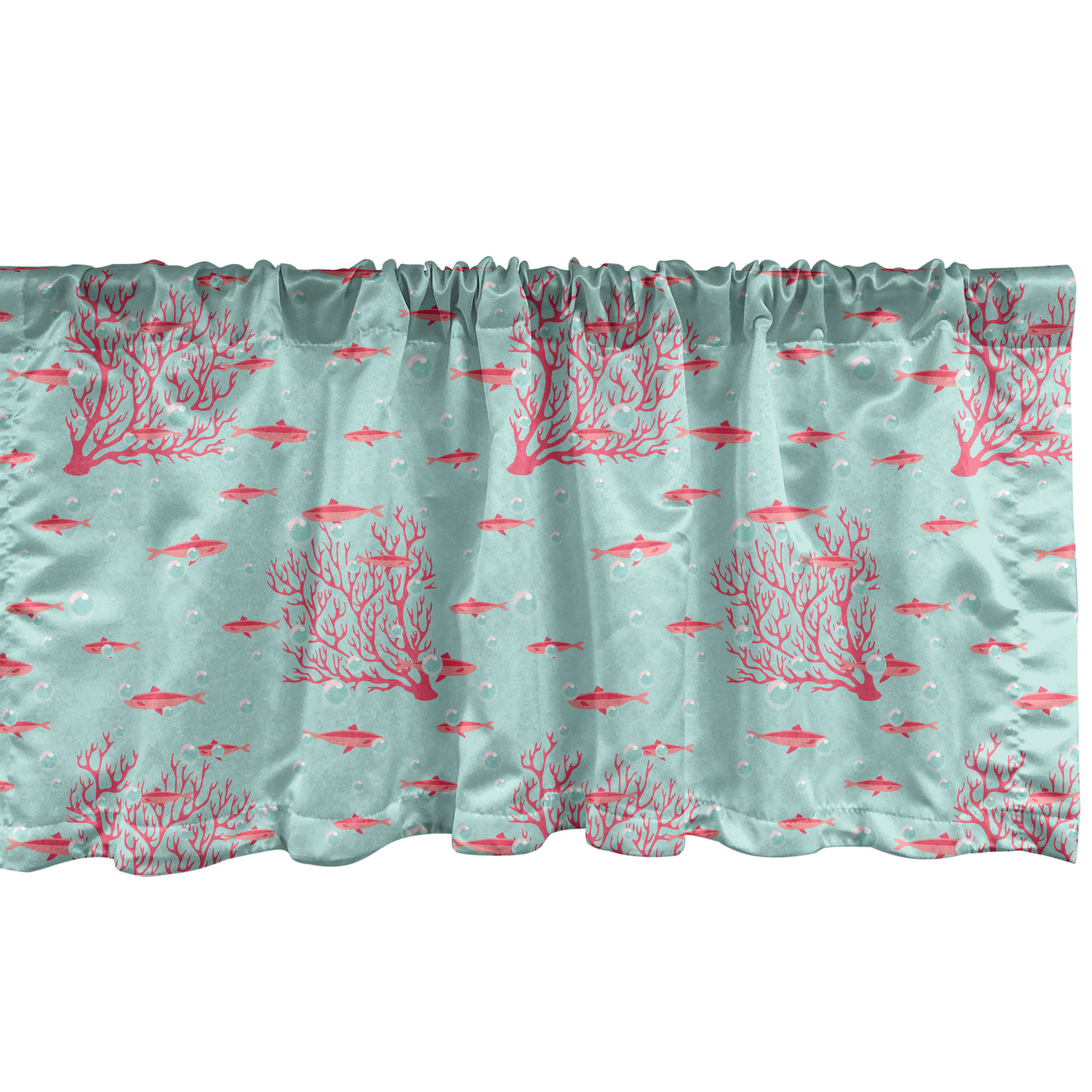 Ambesonne Coral Window Valance, Fishes Coral Reef Aquatic, 54" X 18 ...