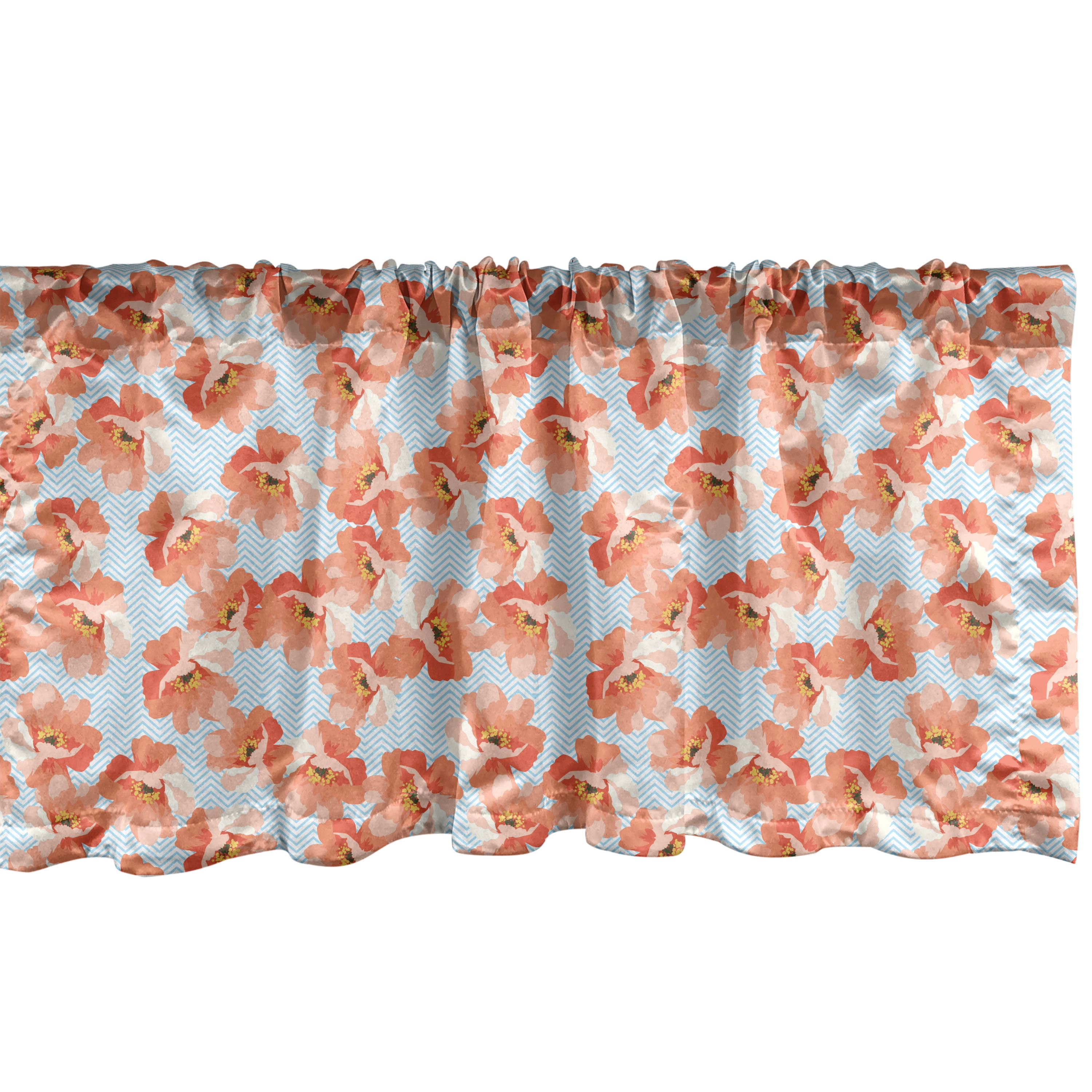 Ambesonne Coral Window Valance, Romantic Poppy Flowers, 54" X 18 ...