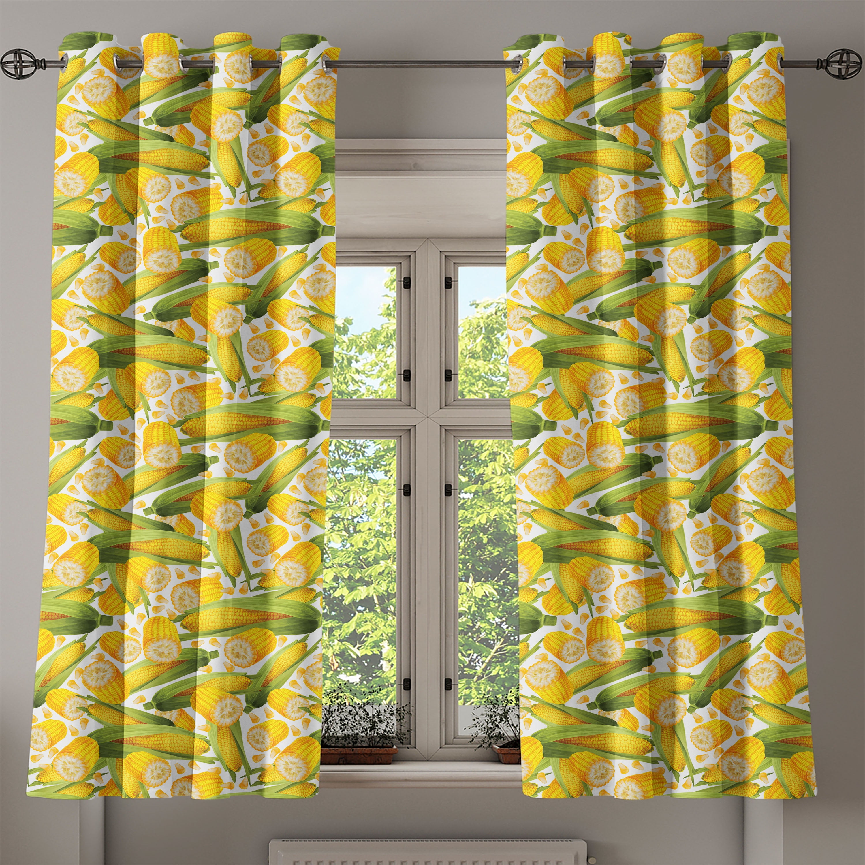 Ambesonne Corn Grommet Curtain, Organic Vegetable Stalks, 50" x 54 ...