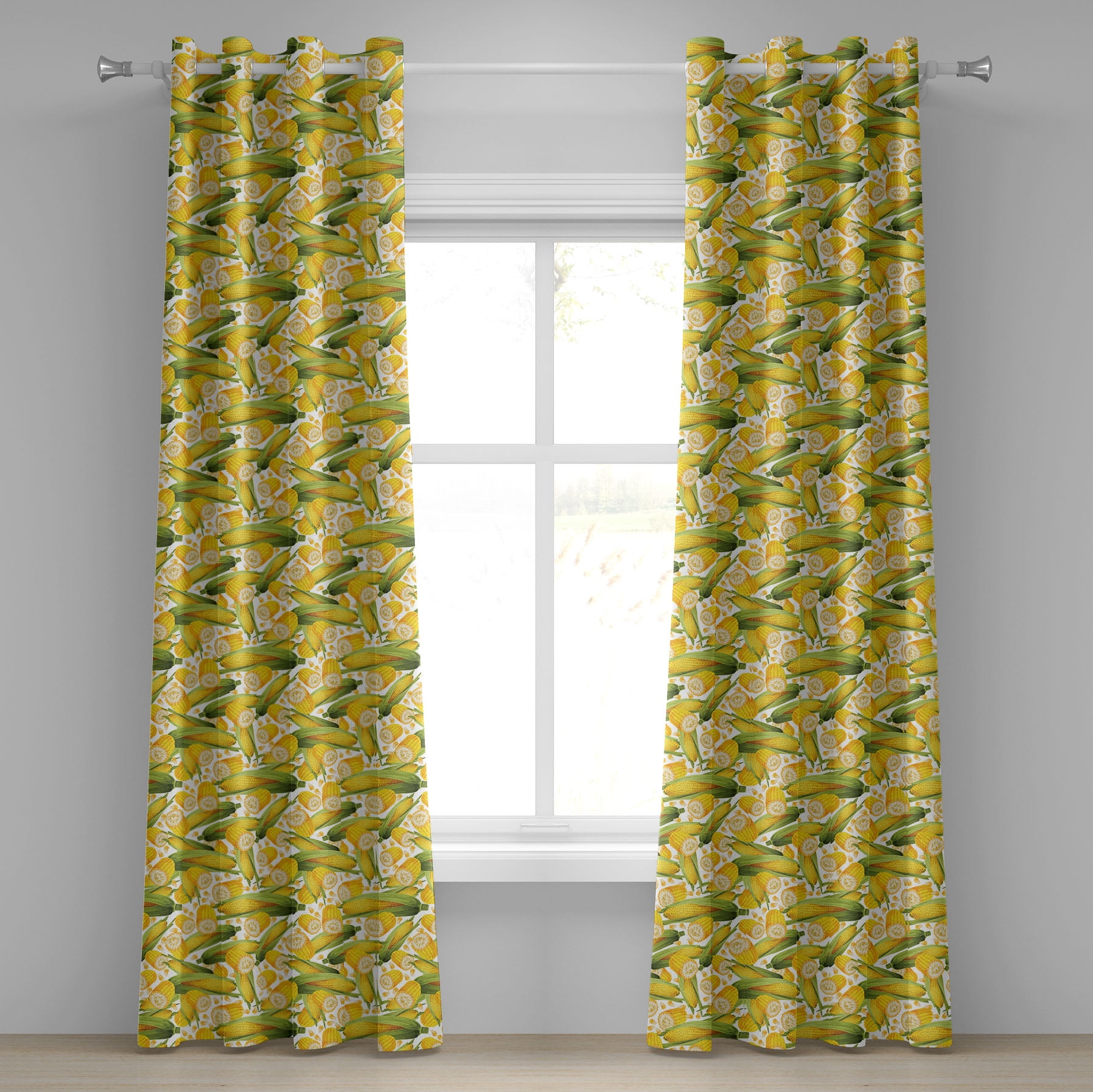 Ambesonne Corn Grommet Curtain, Organic Vegetable Stalks, 50" x 96 ...