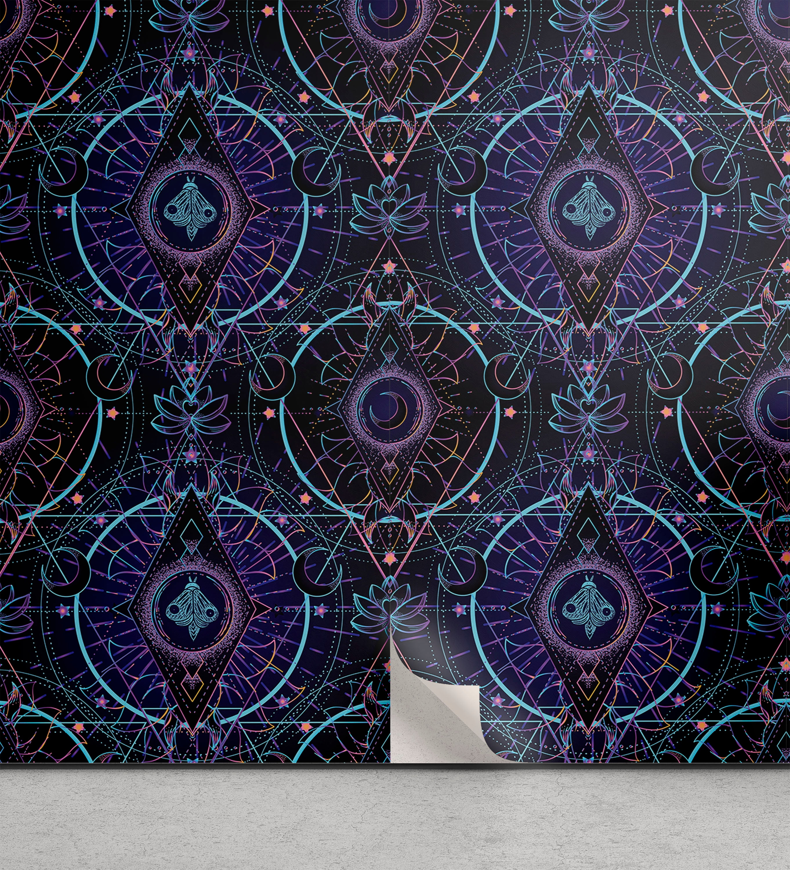 Ambesonne Cosmic Boho Peel & Stick Wallpaper for Home, Rave Lunar ...