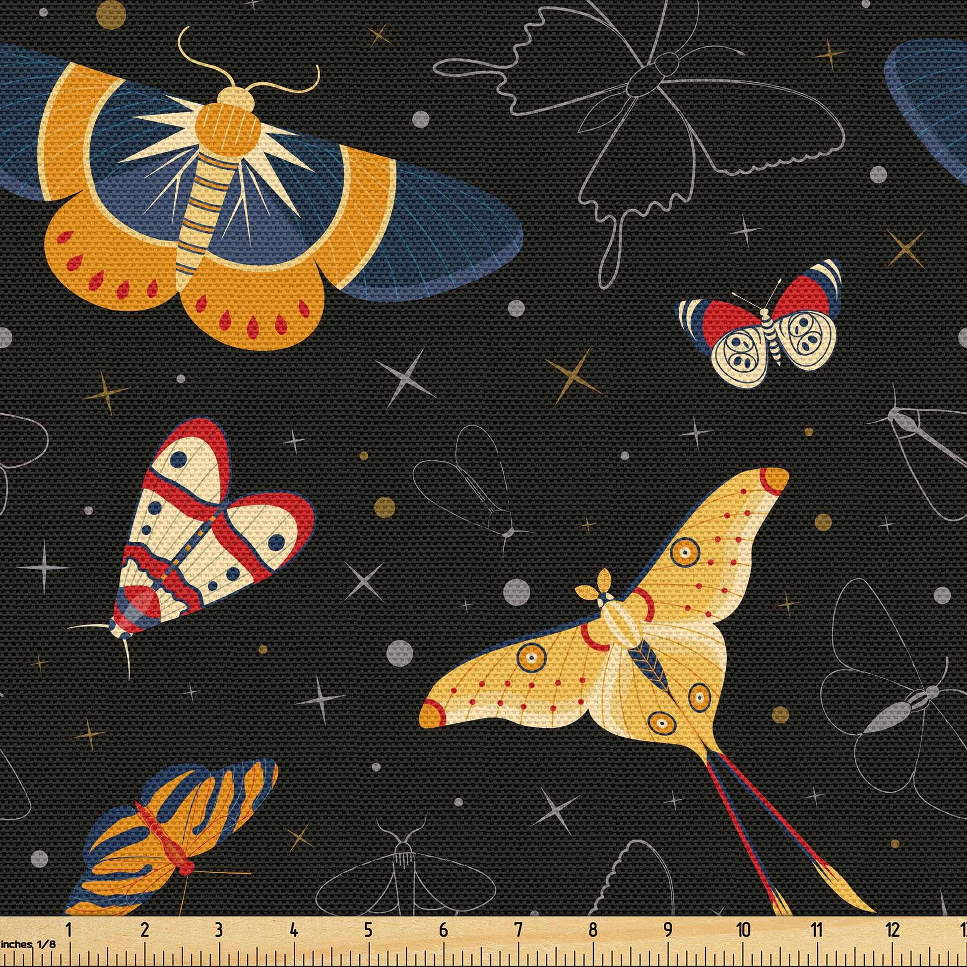 Ambesonne Cosmic Moth Fabric by the Yard, Occult Starry Wings Art, 2 ...