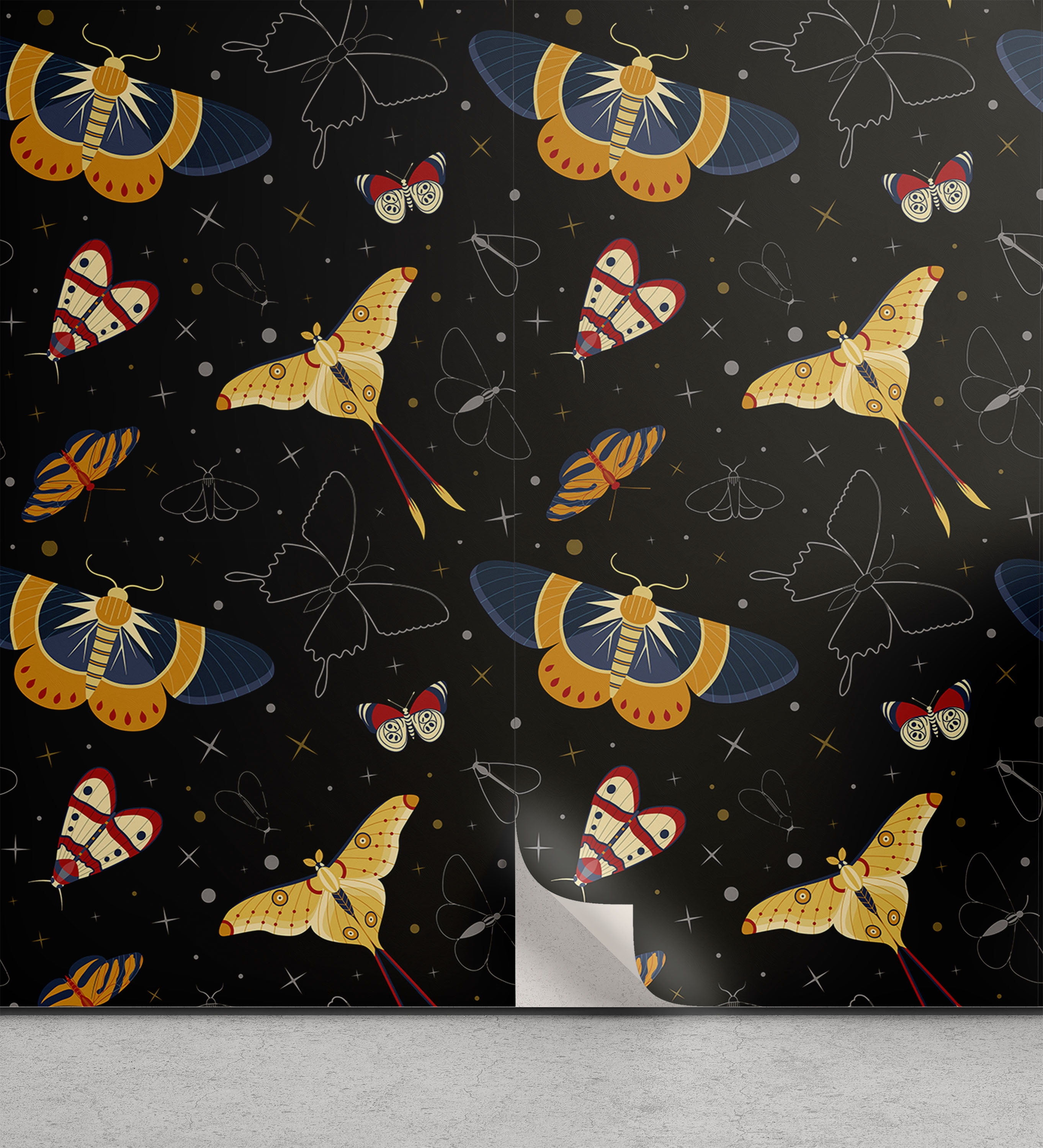 Ambesonne Cosmic Moth Peel & Stick Wallpaper for Home, Occult Starry ...