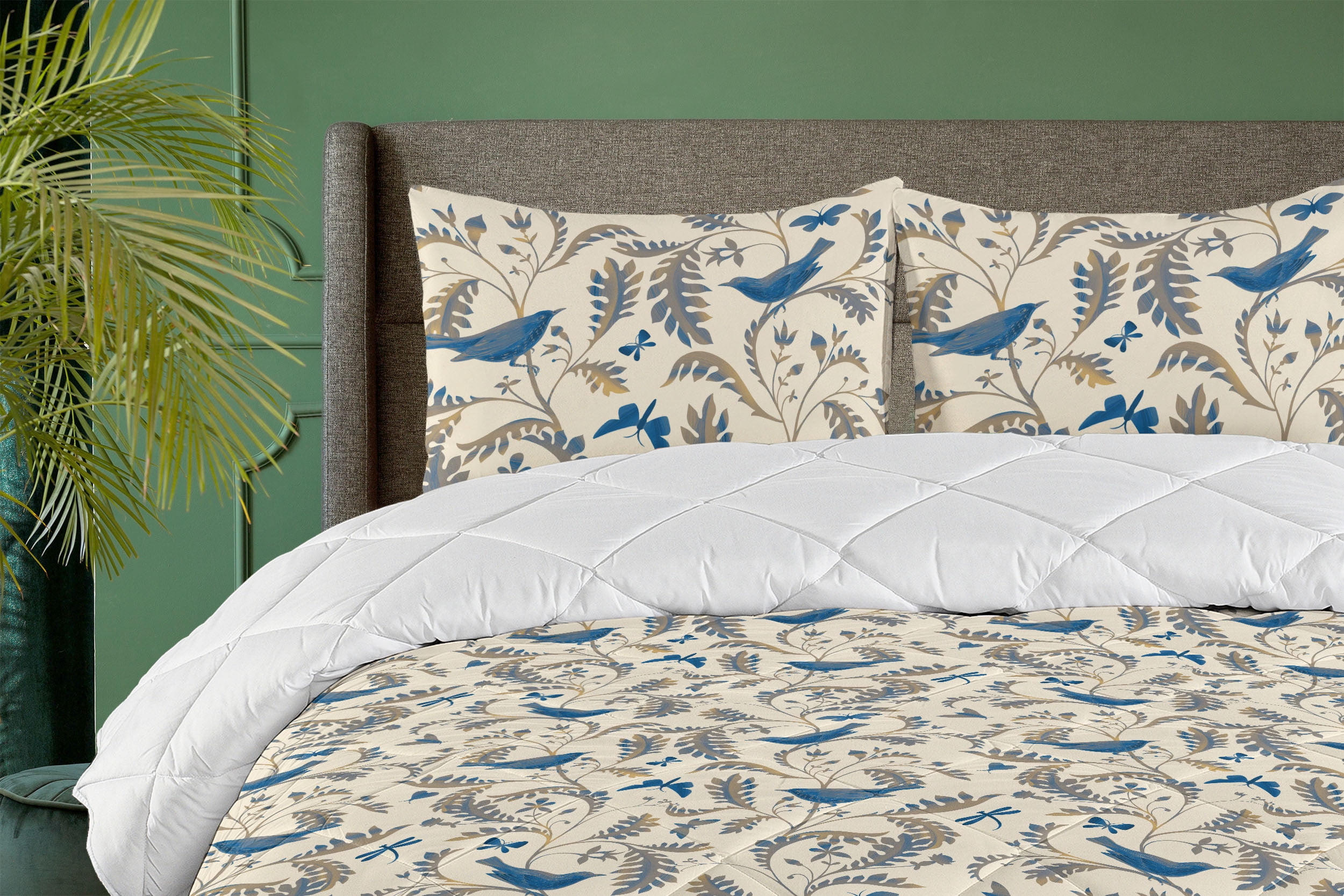 Ambesonne Cottagecore Down Alternative Quilt Comforter, Birds on ...